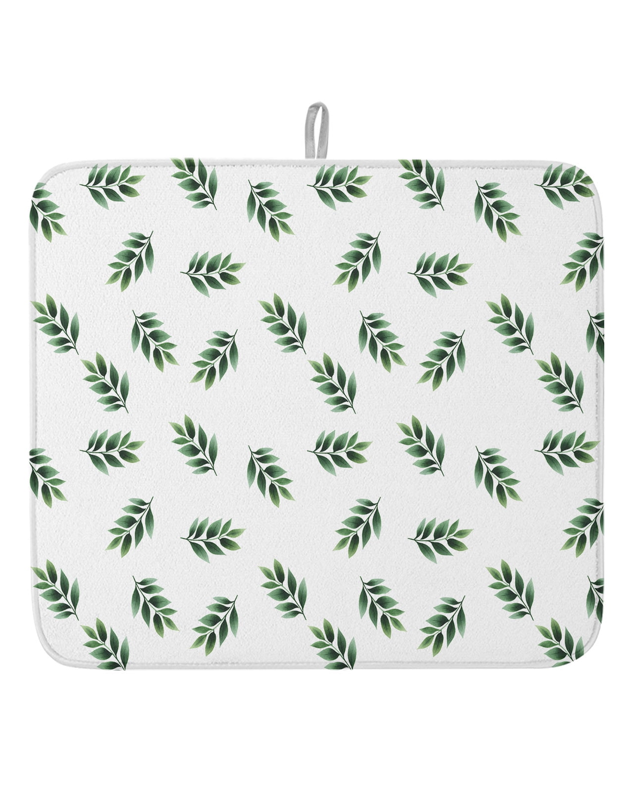 Watercolor Spring Summer Green Leaves Dish Drying Mats for Kitchen ...