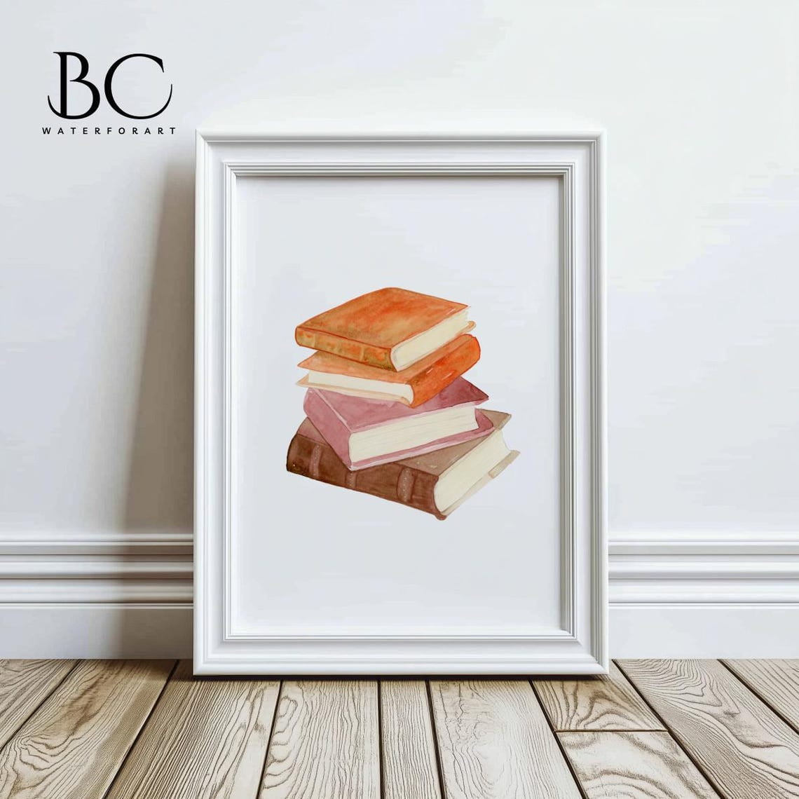 Watercolor Stack Of Books Art Print, Home Office Decor, Library Wall ...