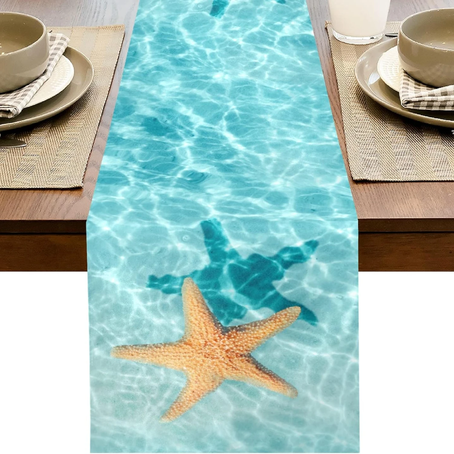 Watercolor Star Ocean Linen Table Runners Dresser Scarf Table r ...