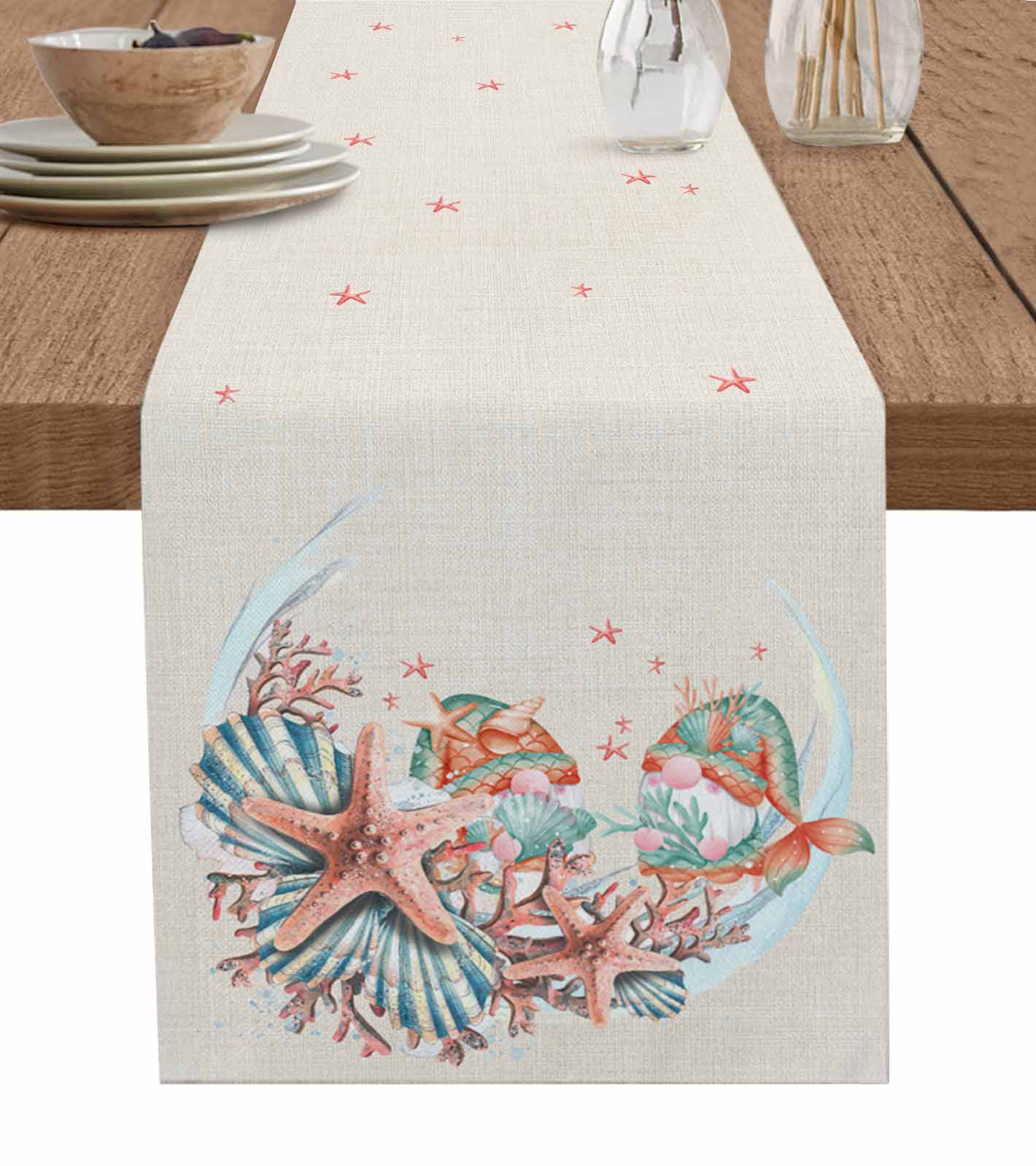 Watercolor Star Summer Shells Table Runner ration Home r Dinner Table ...