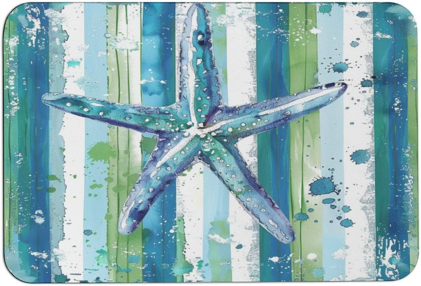 Watercolor Starfish With Stripes Bath Rugs Mats Super Absorbent Quick ...