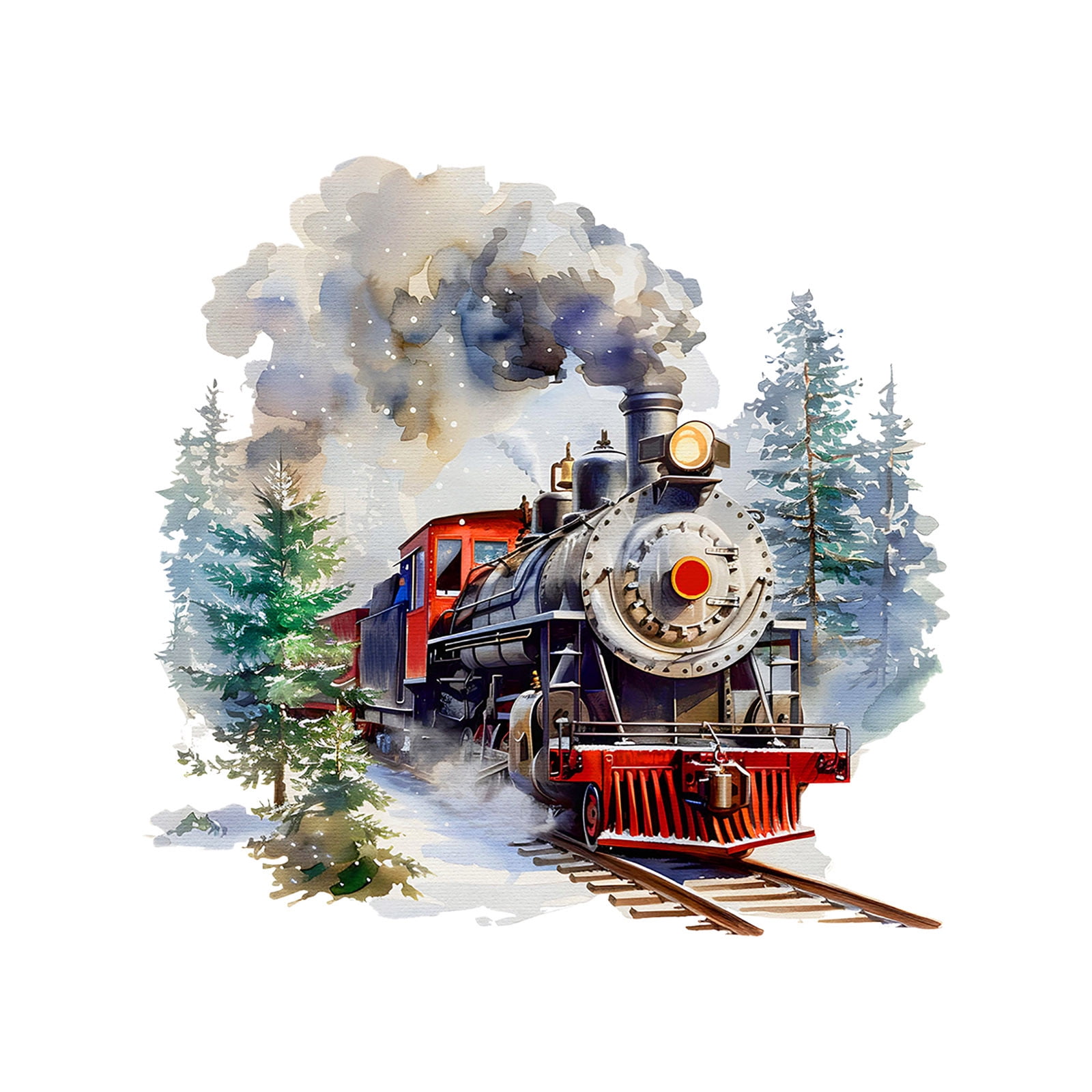 Watercolor Steam Train Wall Stickers Tree Sticker Bedroom Living Room ...