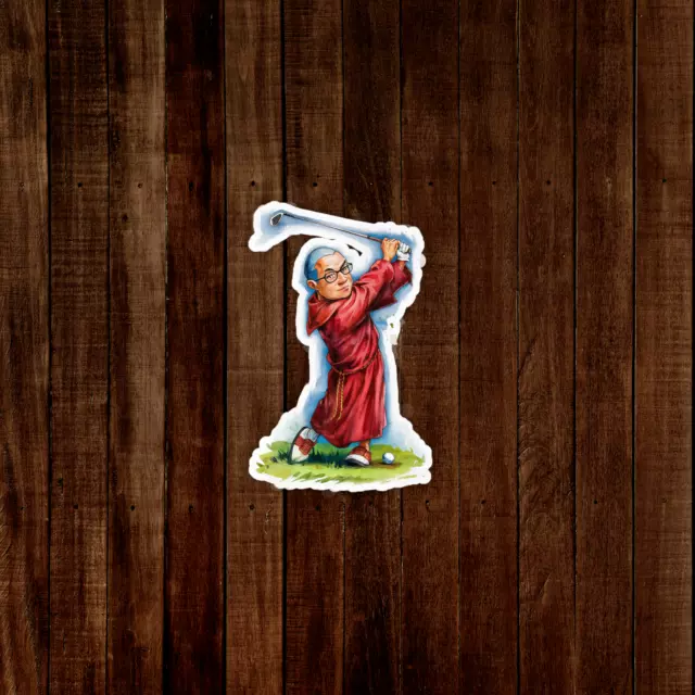 Watercolor Sticker Of Golfer In Red Robe Swinging Club On Greenphone ...