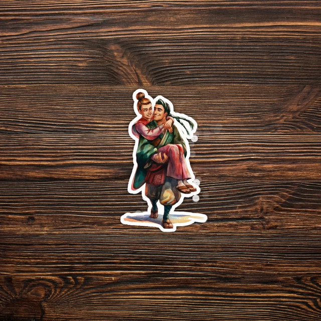 Watercolor Sticker Of Happy Couple Embracing In Traditional Korean ...