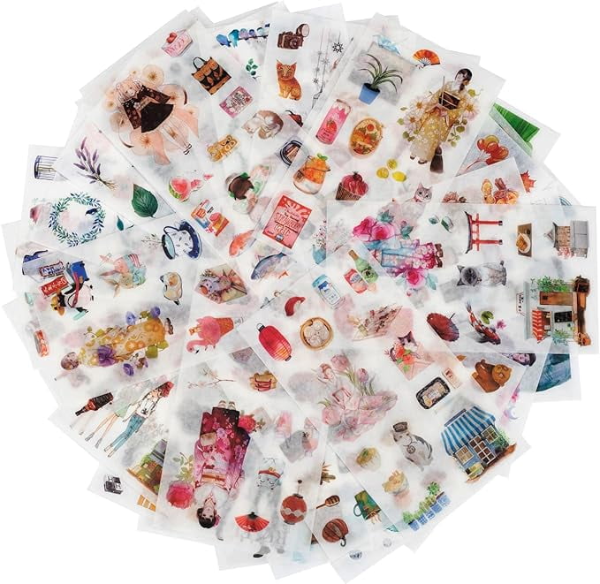 Watercolor Stickers Pack (36 Sheets) Decorative Washi Sticker Decal Set ...