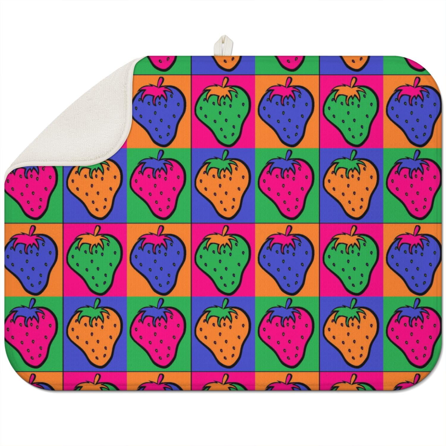 Watercolor Strawberry Coffee Mat – Ultra Absorbent Microfiber Spill Mat ...