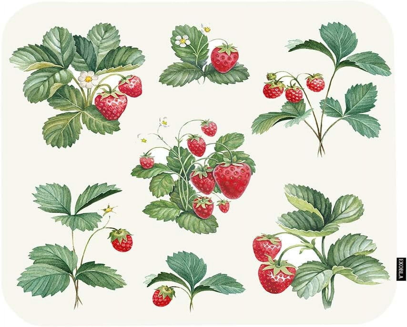 Watercolor Strawberry Mouse Pad 9.5x7.9 Inch Red Berries Summer Fresh ...