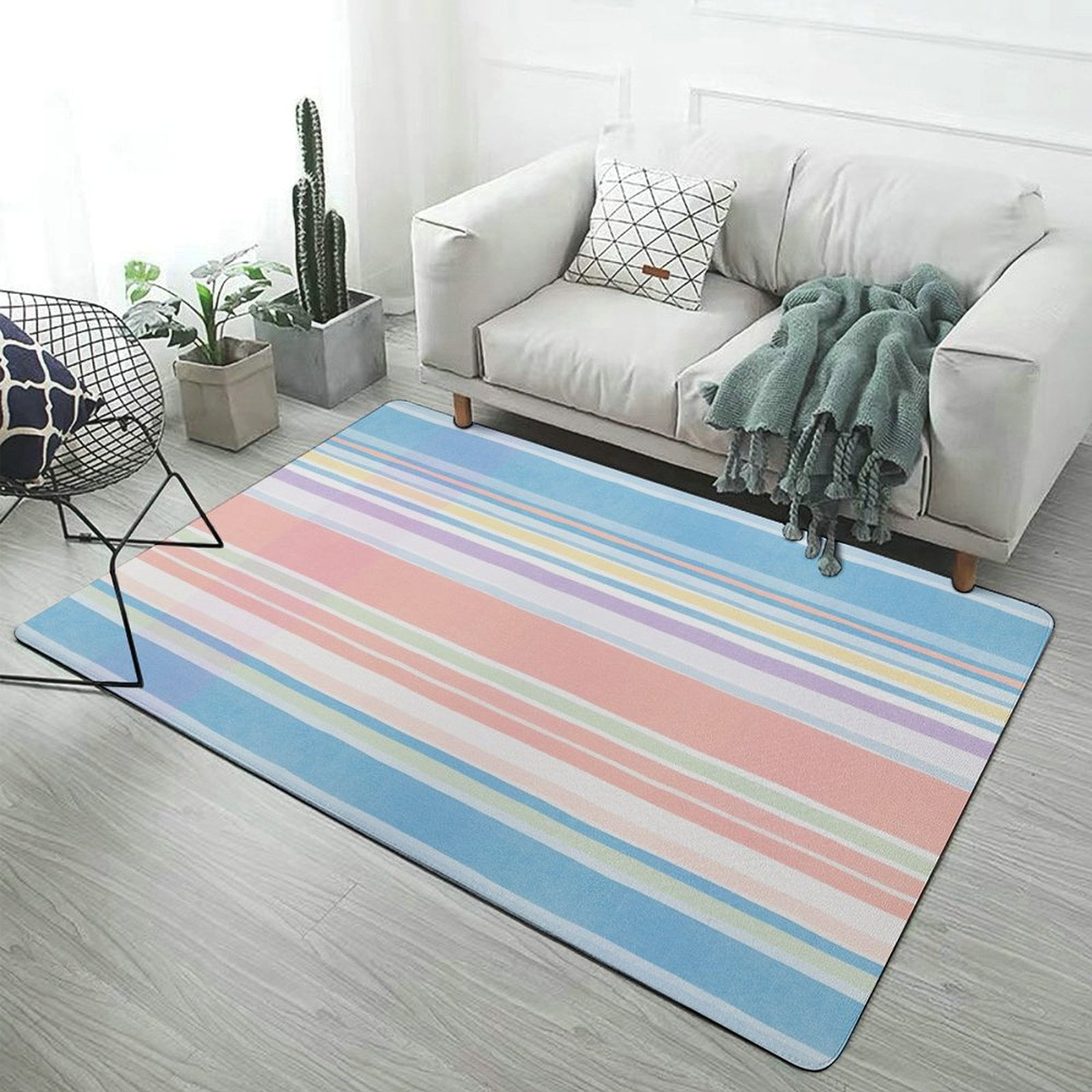 Watercolor Stripes European Living Room Carpets Rugs Luxury Bedroom ...