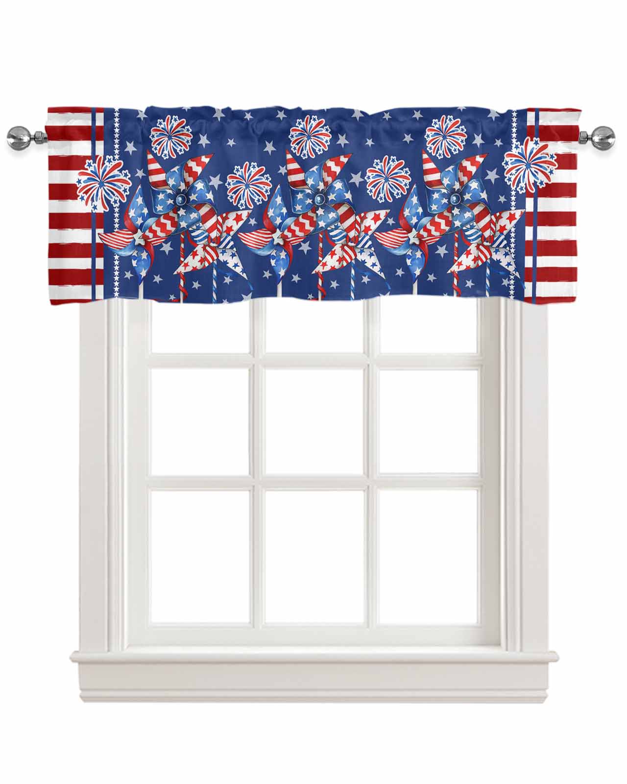 Watercolor Stripes Firework Linen Curtain Valance for Bedroom/Bathroom ...