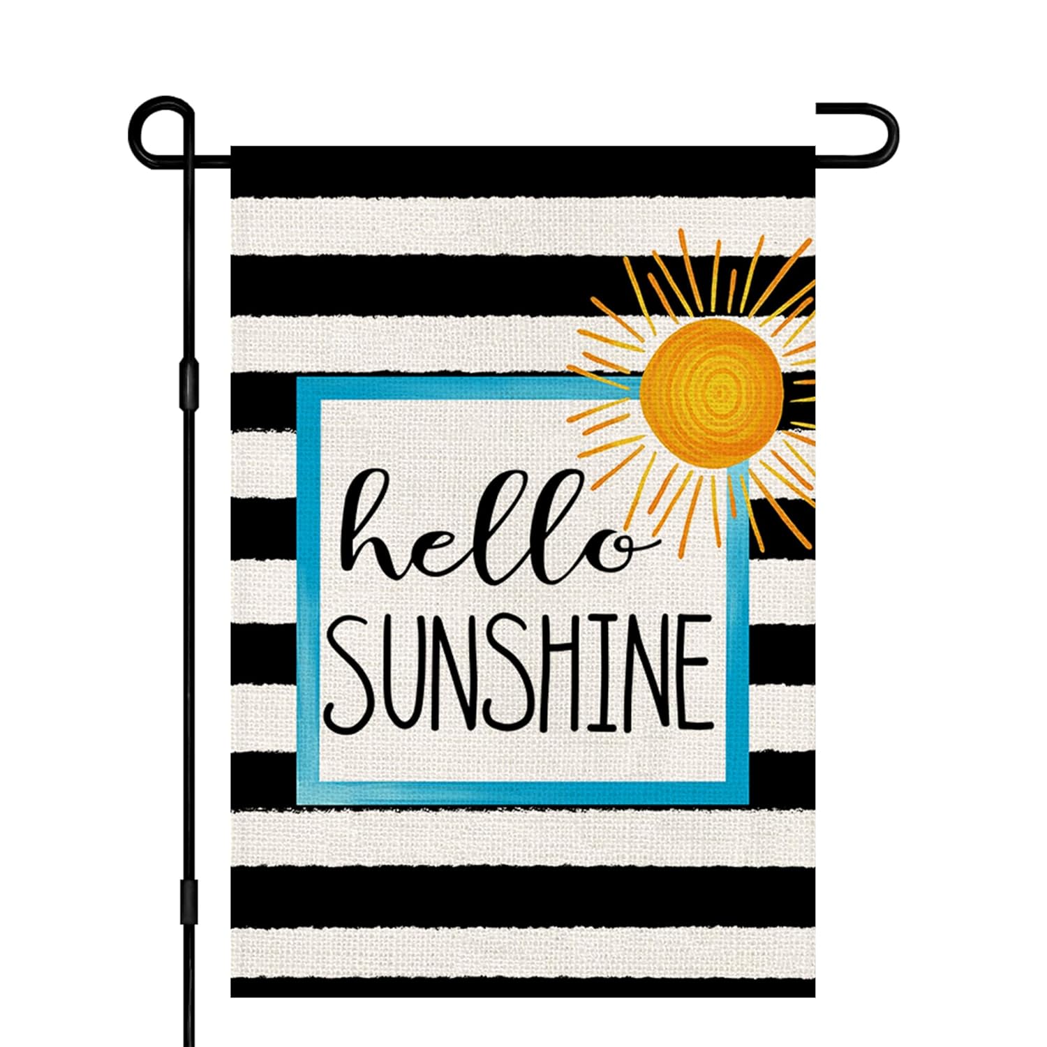 Watercolor Stripes Hello Sunshine Garden Flag Double Sided Outside ...