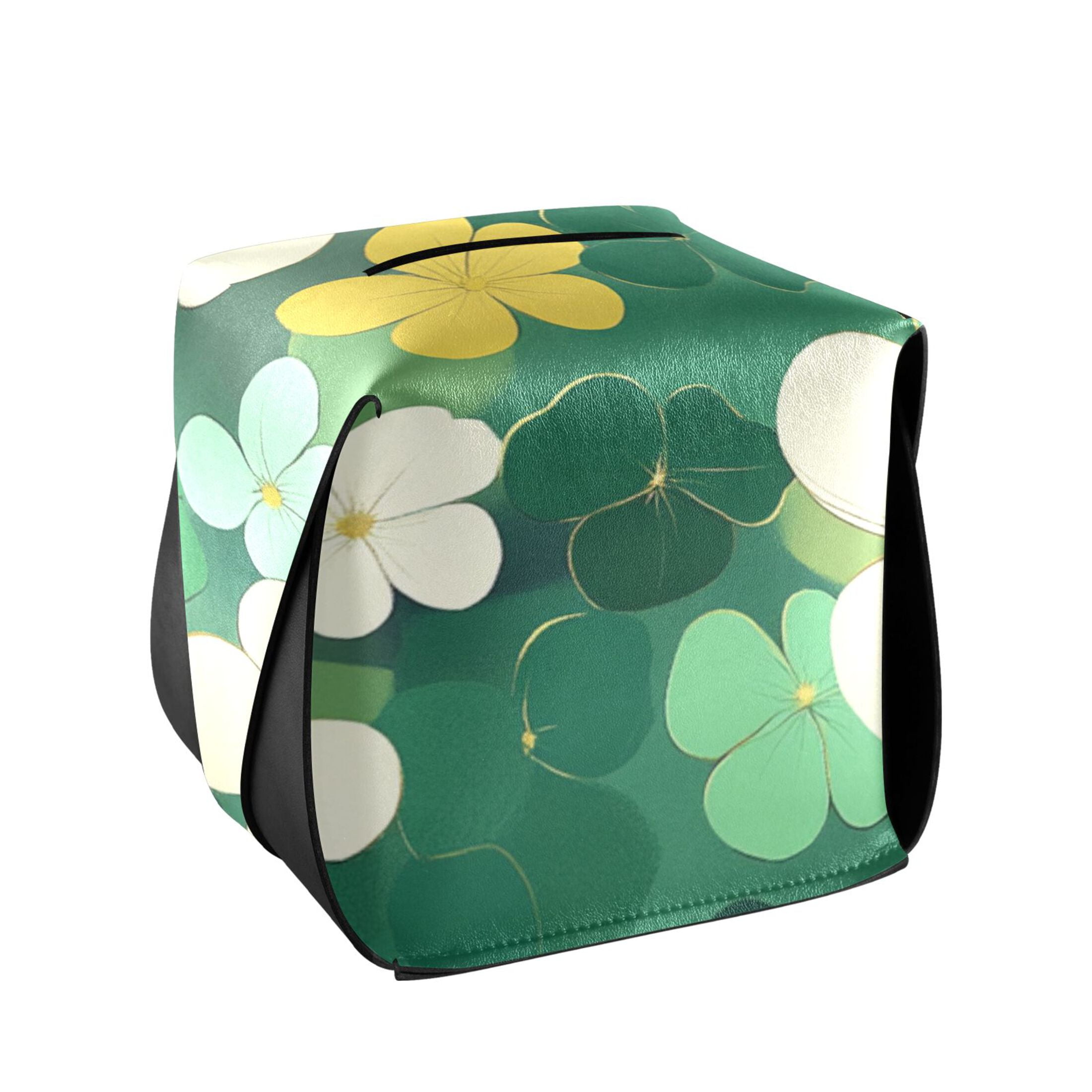 Watercolor Style Clover Tissue Box Cover Leather Square Rectangle ...