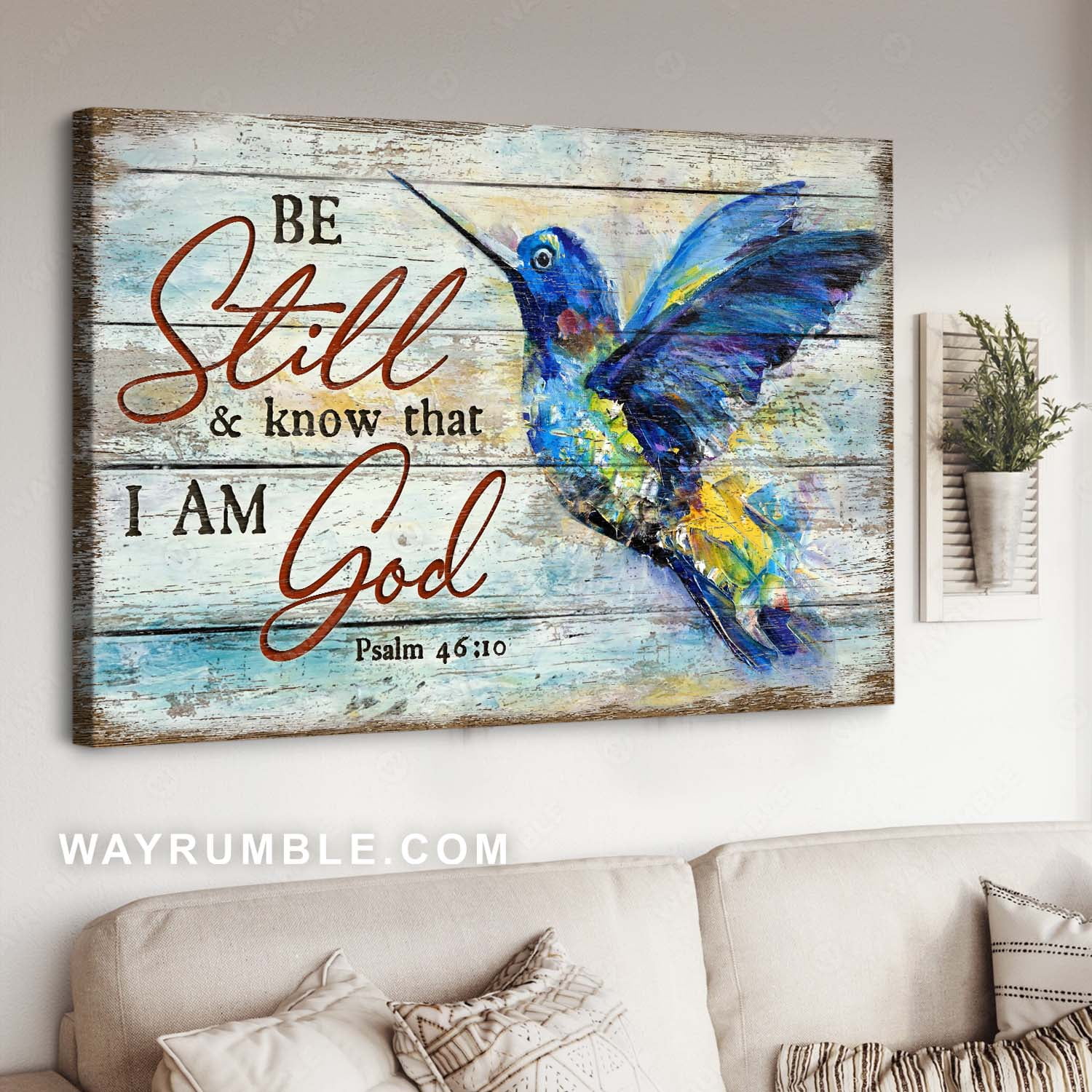 Watercolor Style Hummingbird, Bible Verse, Religious Art, Be Still ...