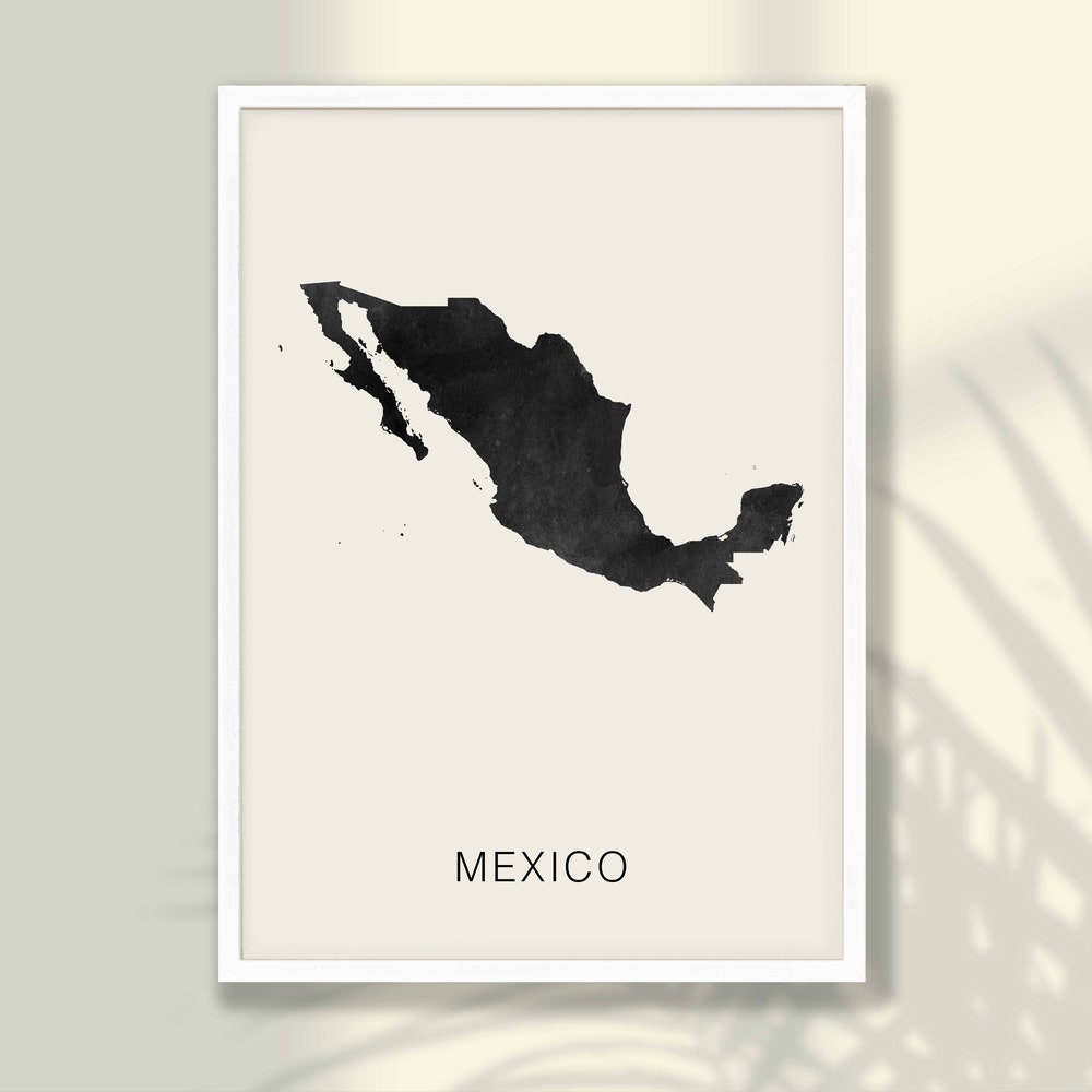 Watercolor Style Mexico Map Poster - Mexico Wall Art Travel Wall Art ...