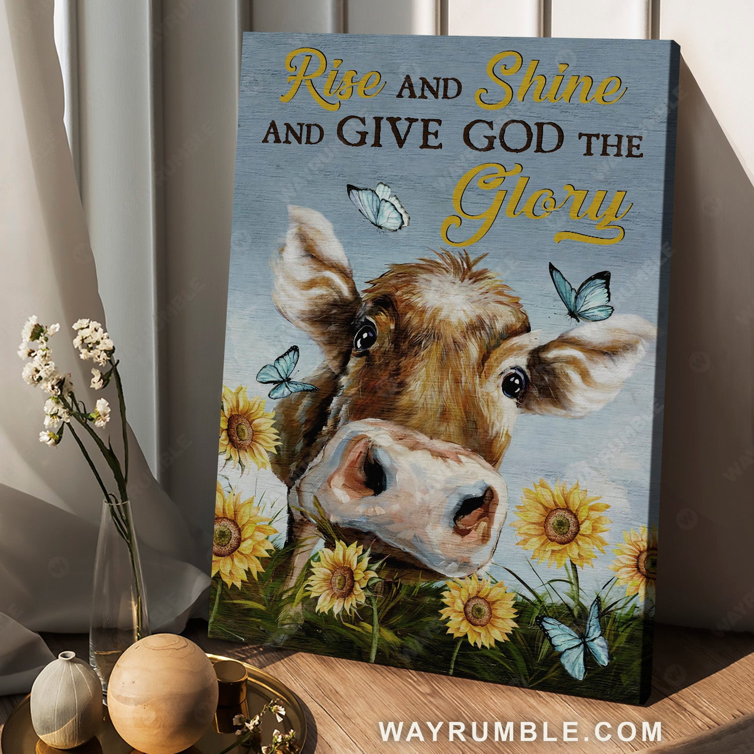 Watercolor Style Style Cow, Sunflower Field, Pretty Butterfly, Rise And ...