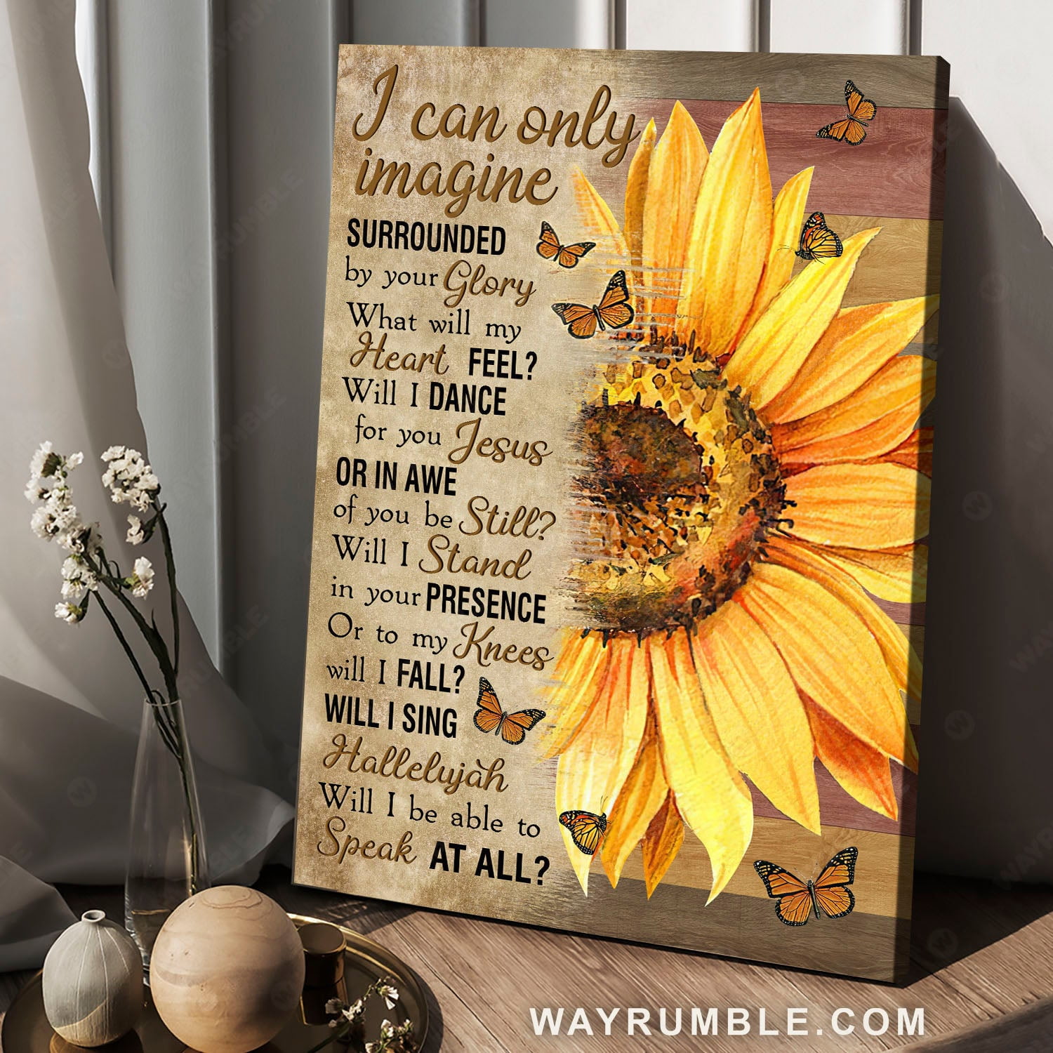Watercolor Style Style Sunflower, Monarch Butterfly, Christian Song, I Can Only Imagine - Jesus ...