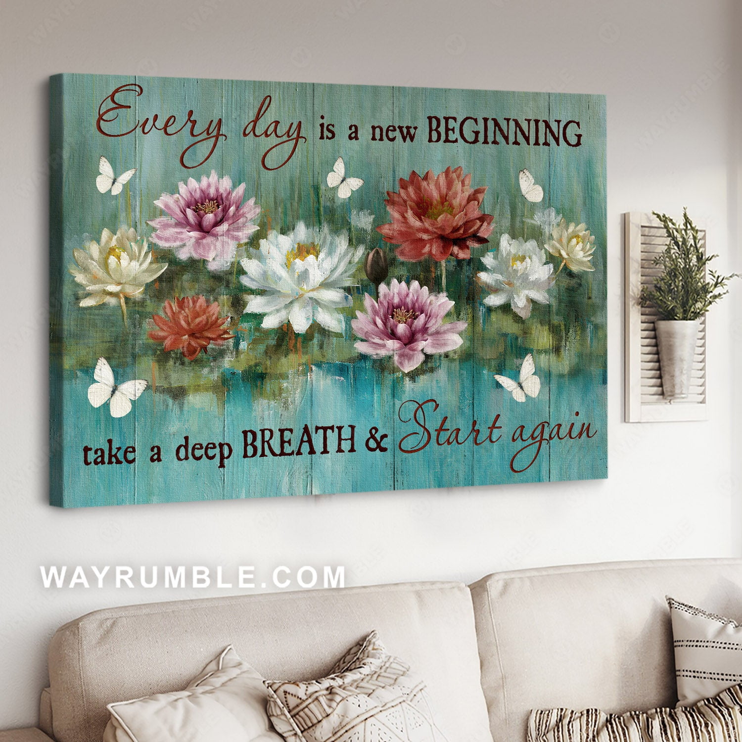 Watercolor Style Style Water Lily, Butterflies, Abstract Painting ...