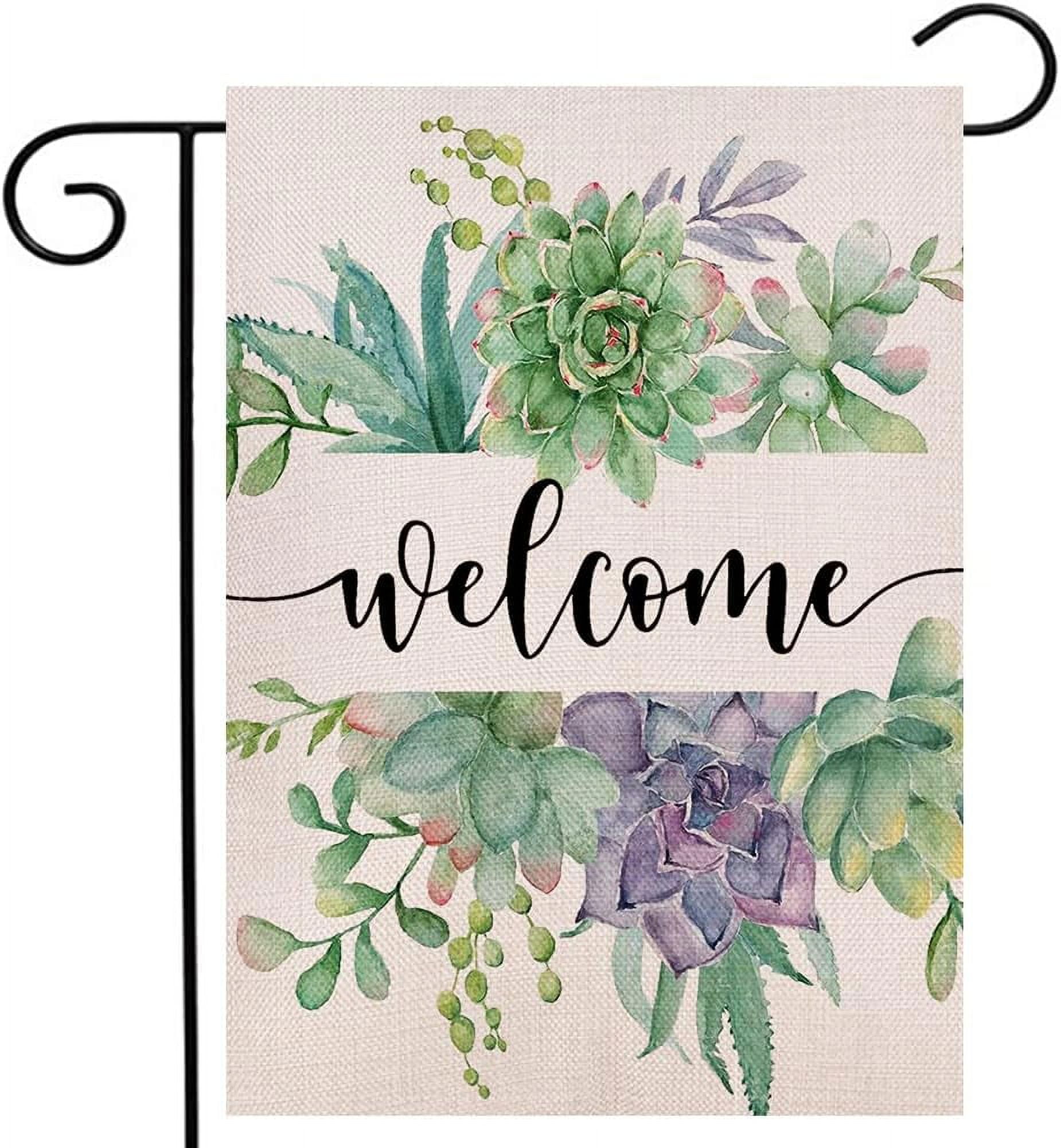 Watercolor Succulents Welcome Garden Flag 28x40 inch Double Sided ...
