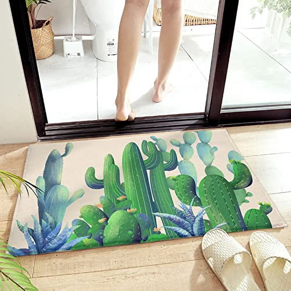 Watercolor Summer Cactus Tropical Plant Ultra Soft Bathroom Rug,Floor ...