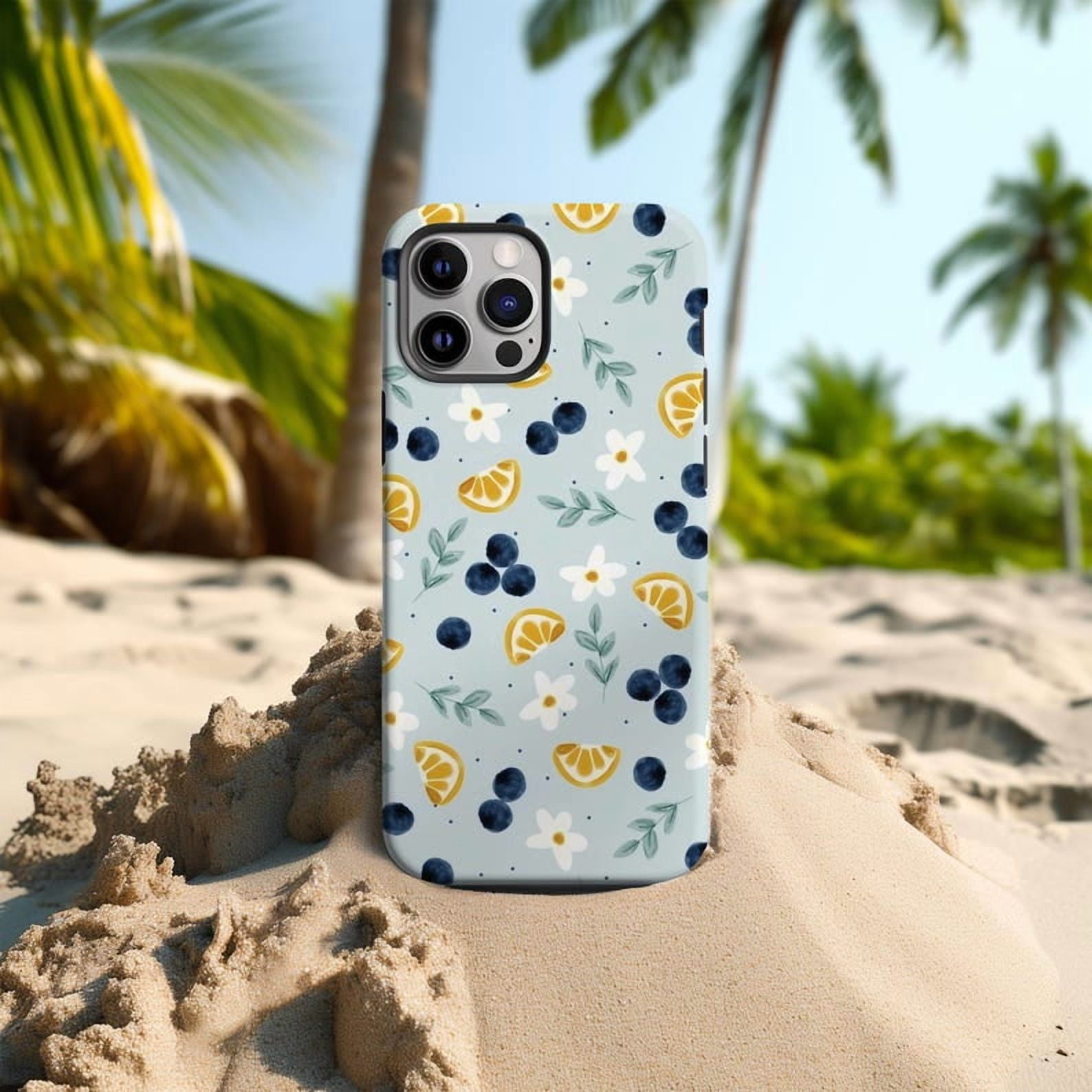 Watercolor Summer Lemon Blueberry Phone Case for iPhone 11-17 Pro Max ...