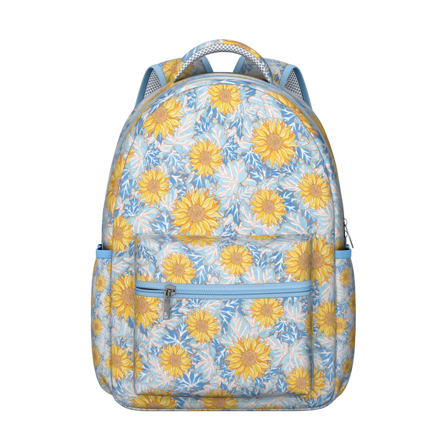 Watercolor Sunflower Artwork School Backpack Durable, Multifunctional ...
