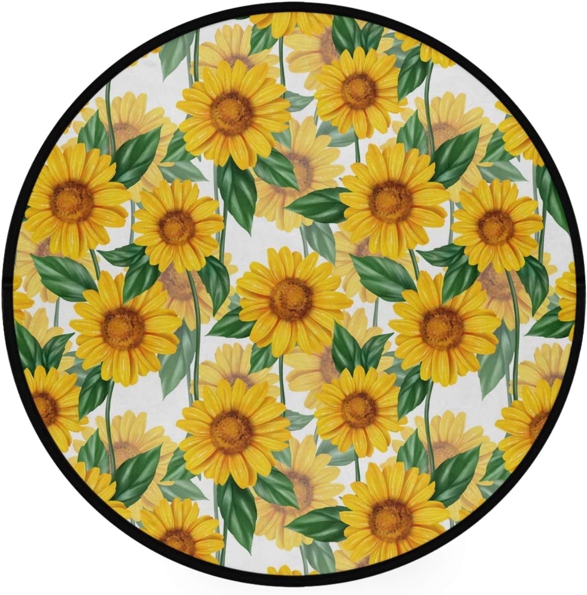 Watercolor Sunflower Kitchen Rug Anti Fatigue Round Area Rug Non Slip ...