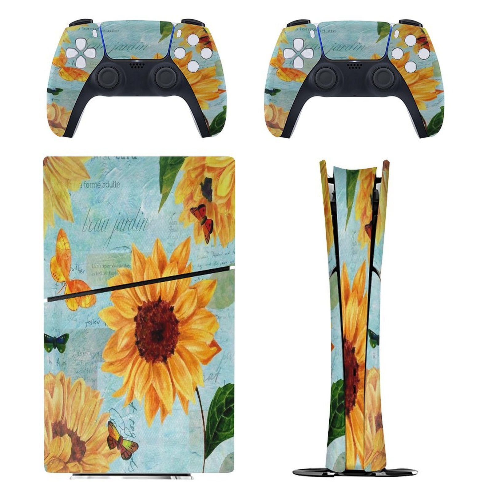 Watercolor Sunflowers And Butterflies PS5/PS5 Pro/PS5 Slim Digital Disc ...