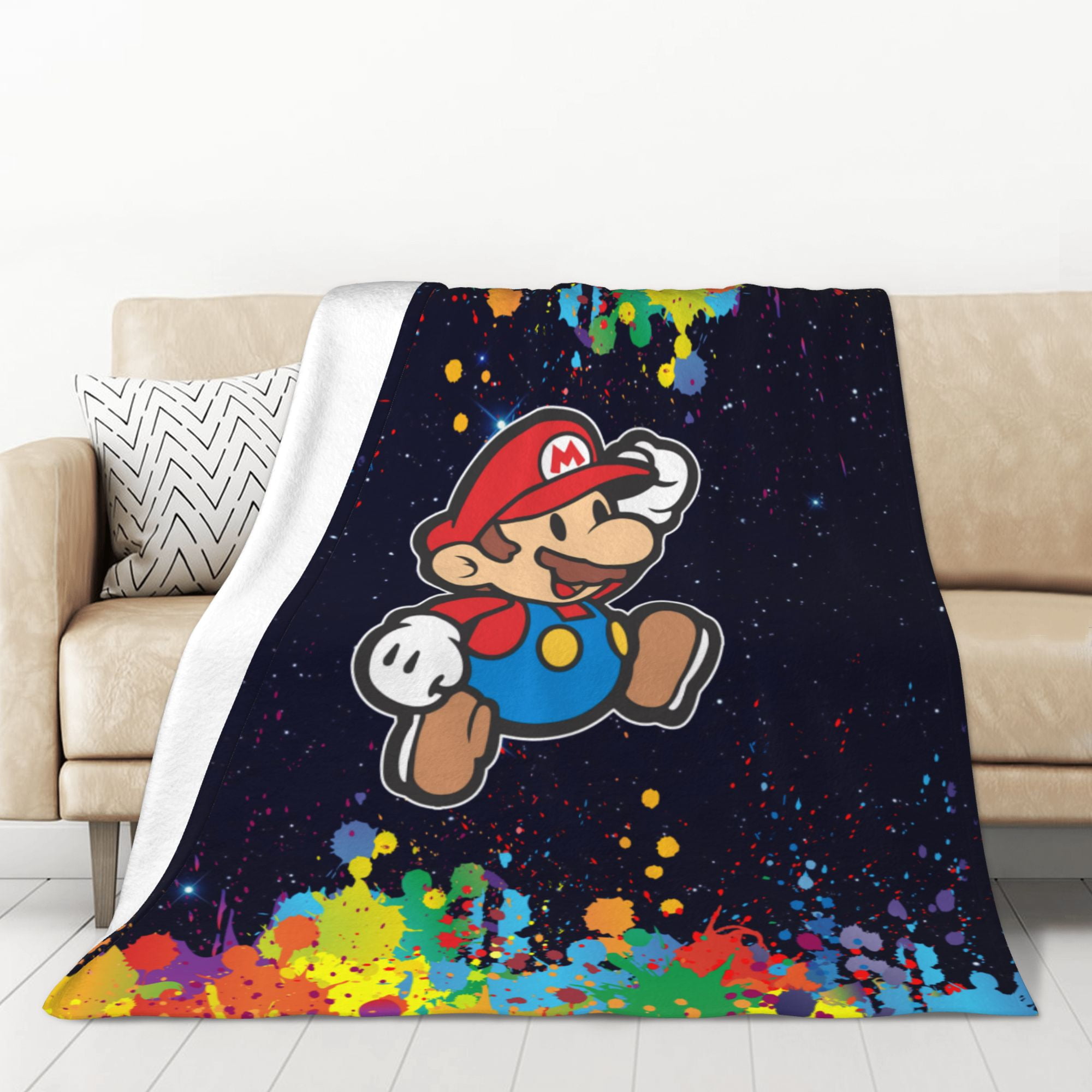 Watercolor Super Mario Blanket for Men Women Plush 320GSM-50"x70" Throw Blanket for Adult, Soft ...