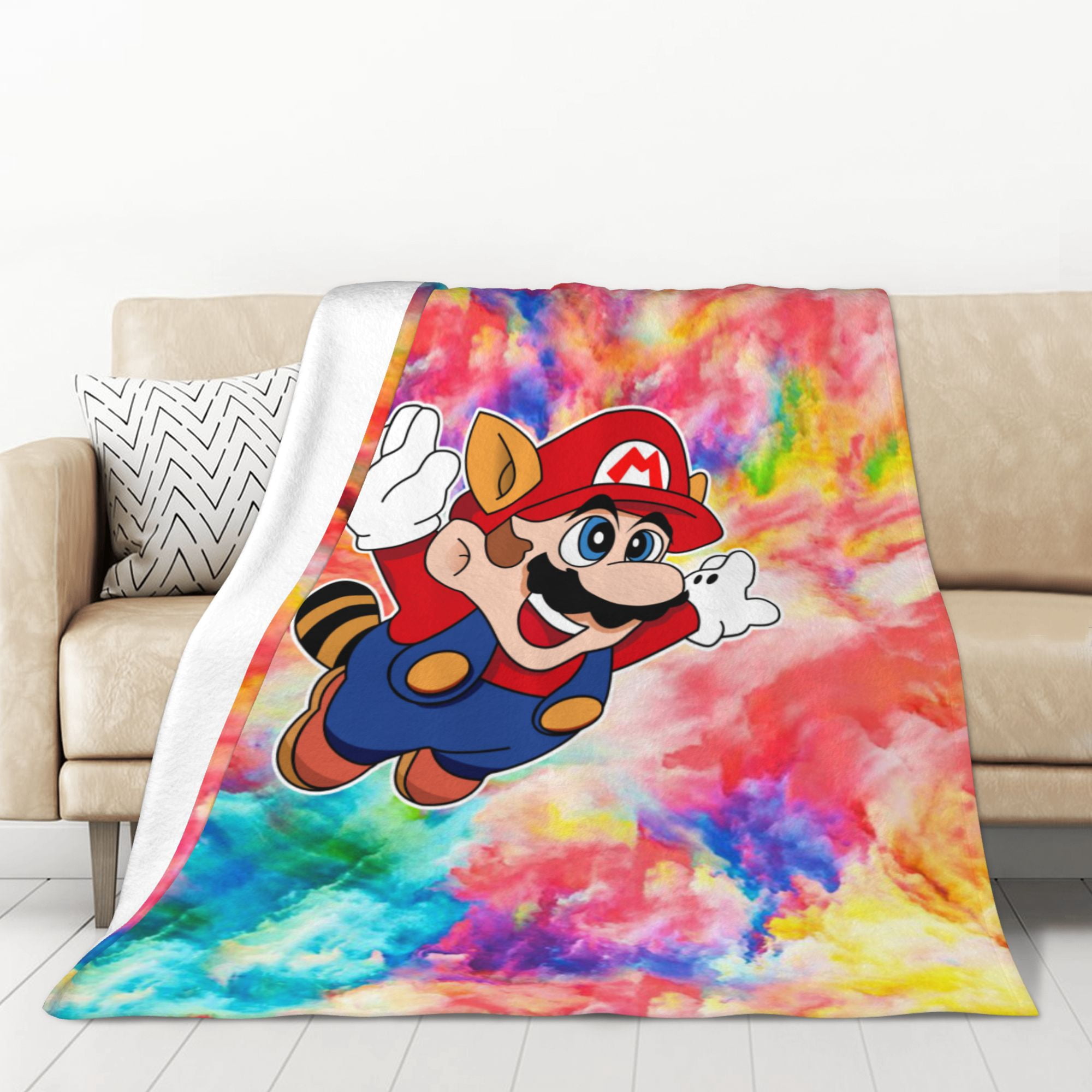 Watercolor Super Mario Blanket for Men Women Plush 320GSM-50"x70" Throw ...
