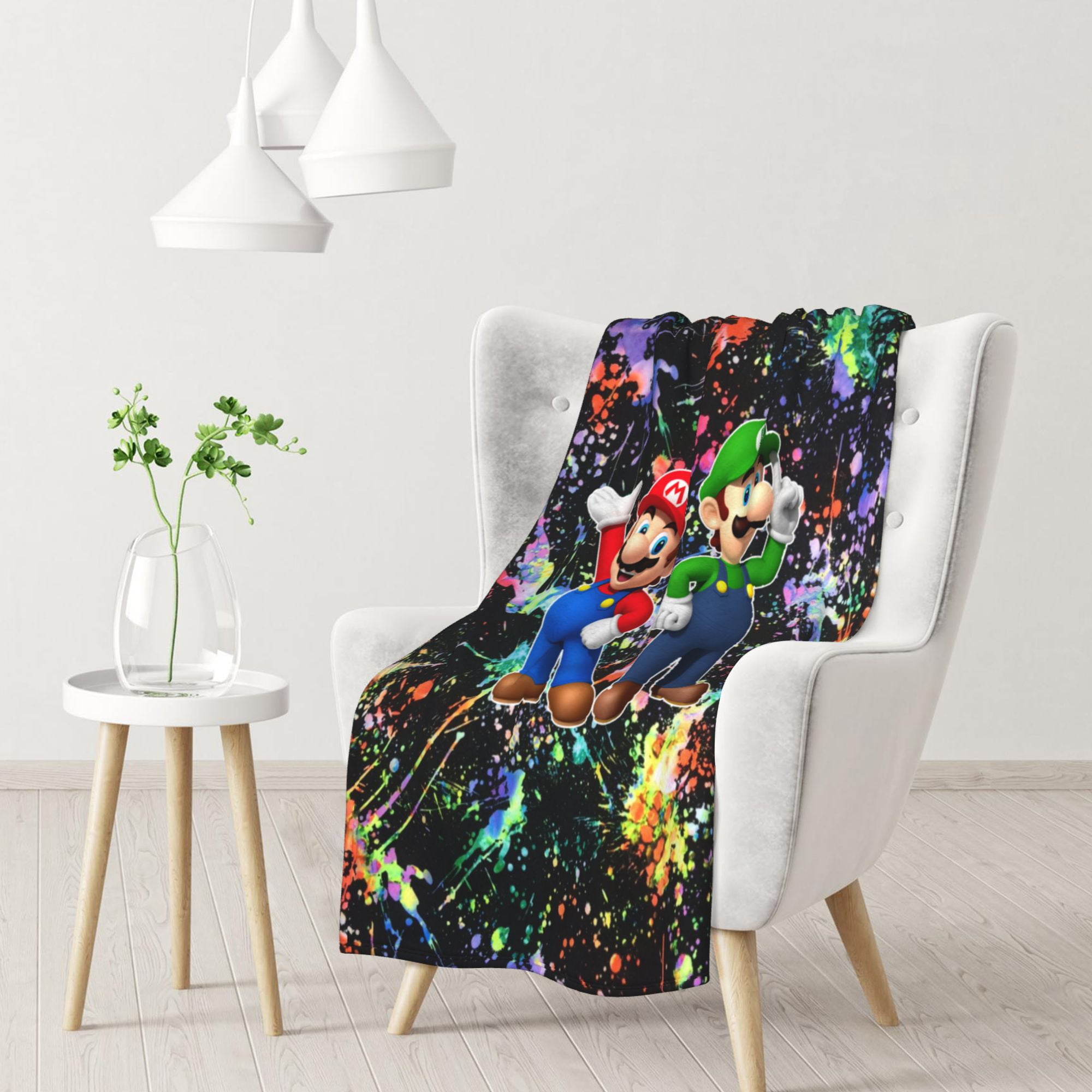 Watercolor Super Mario Kid's Throw Blanket Plush 320GSM 30"x40" Throw Blanket for Boys Girls ...