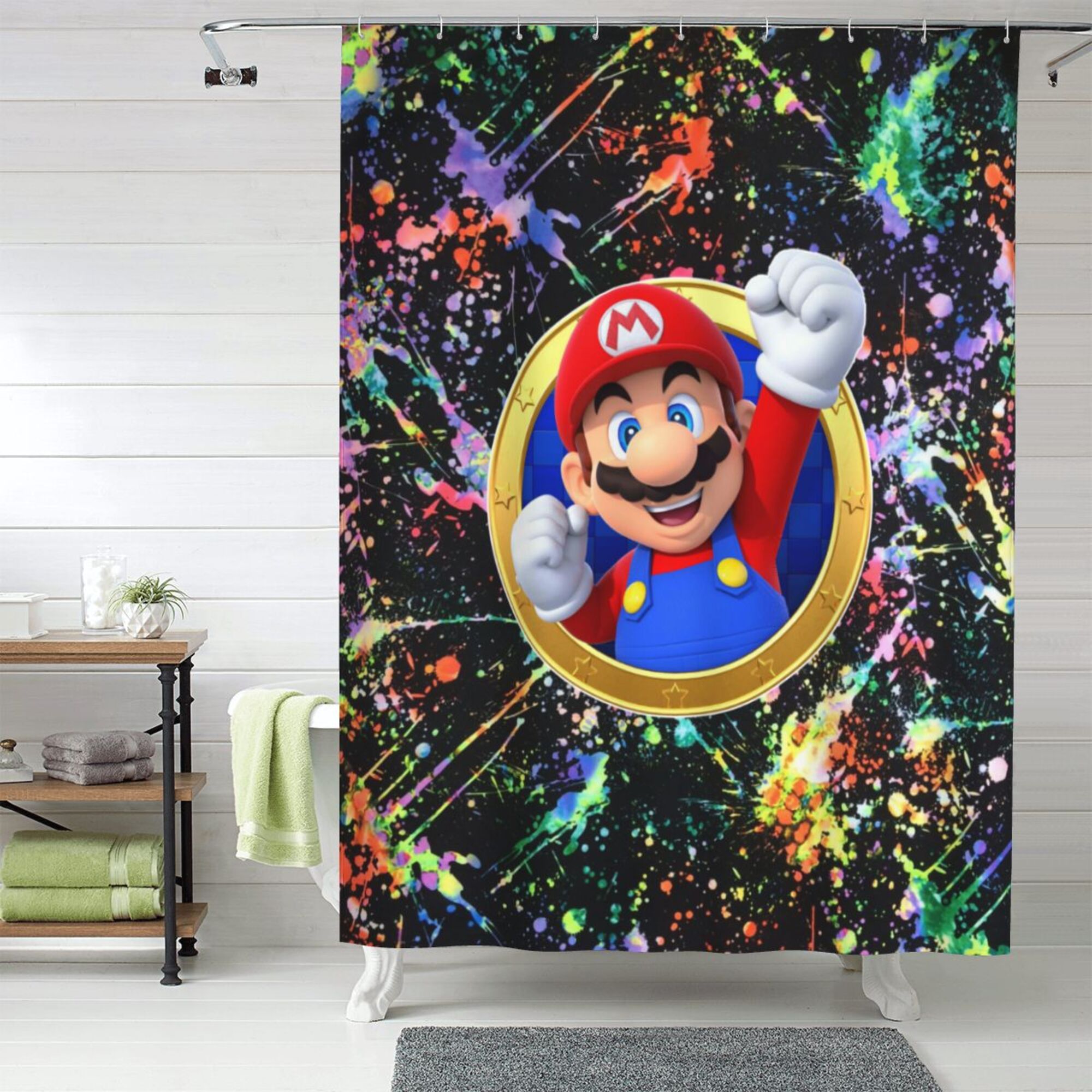 Watercolor Super Mario Shower Curtain 60 x 72 inch Waterproof Fabric ...