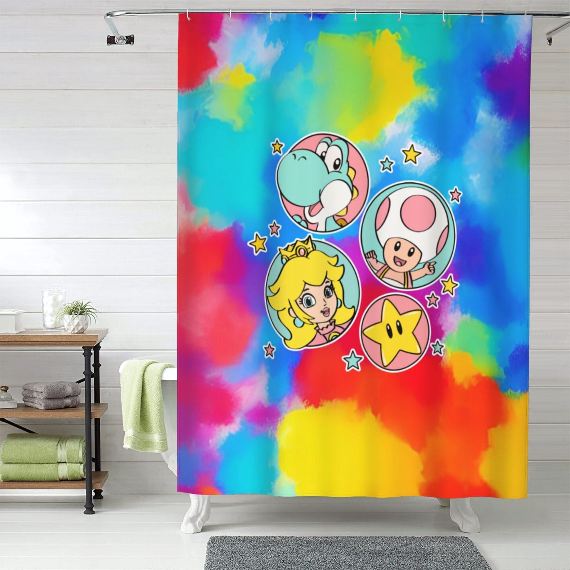 Watercolor Super Mario Shower Curtain 60 x 72 inch Waterproof Fabric ...