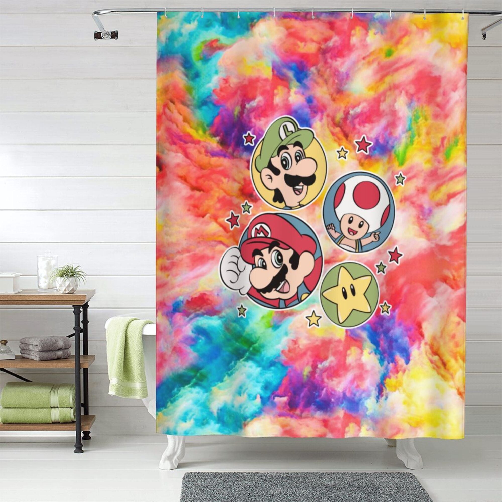 Watercolor Super Mario Shower Curtain 60 x 72 inch Waterproof Fabric ...