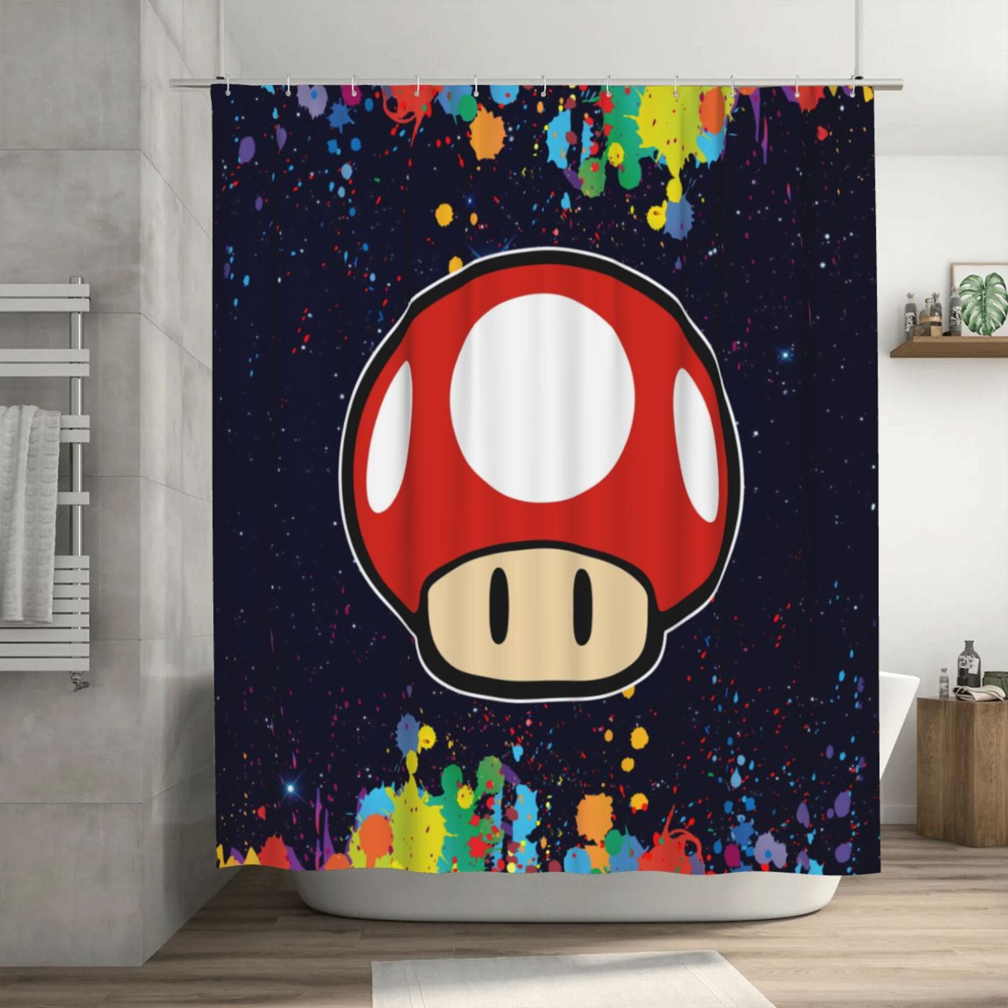 Watercolor Super Mario Shower Curtain, 72 x 72 inch Waterproof Fabric ...