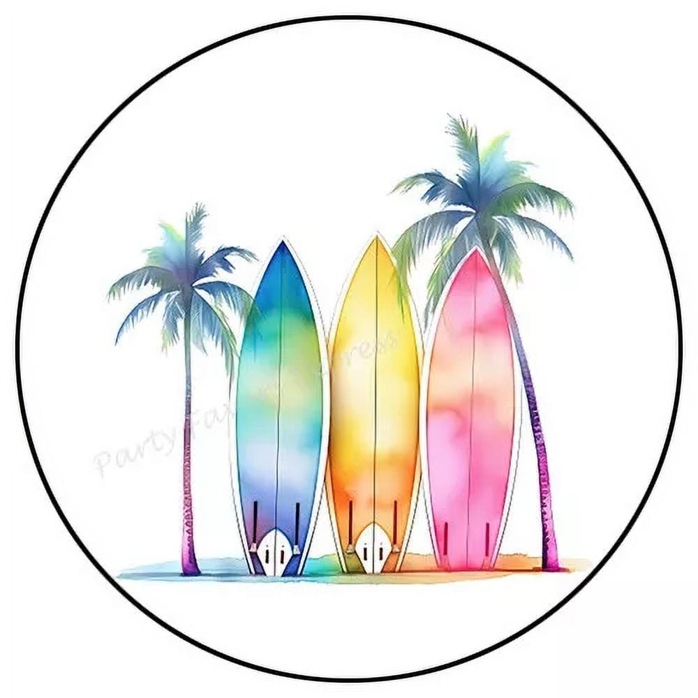 Watercolor Surfboards Summer Beach Sticker Party Favors Sticker ...