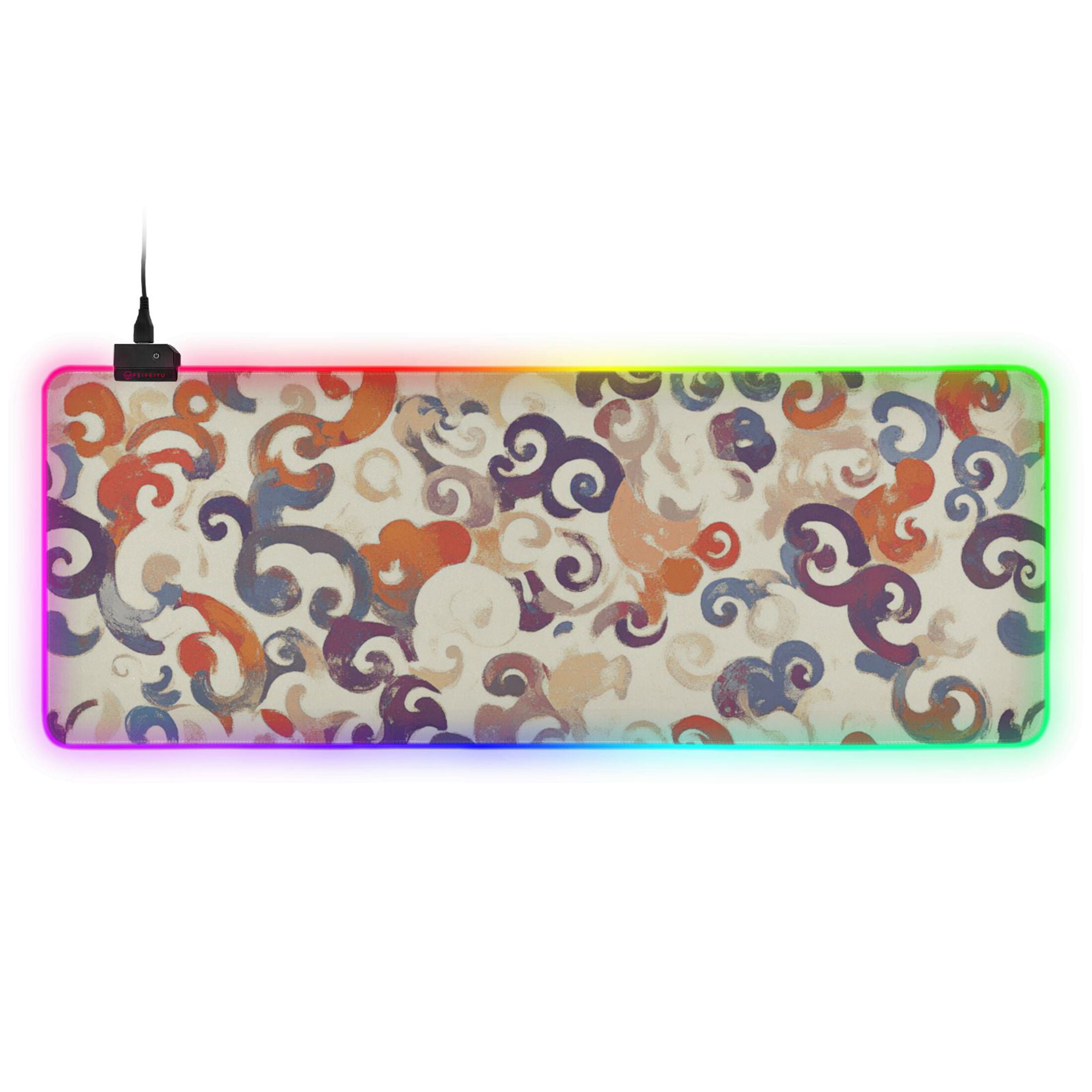 Watercolor Swirl Abstraction RGB Gaming Mouse Pad Large Keyboard Mat ...