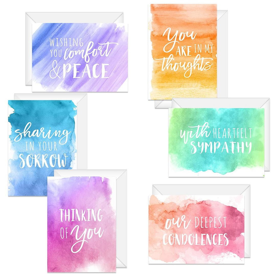 Watercolor Sympathy Cards / 24 Comfort And Peace Note Cards / 6 ...