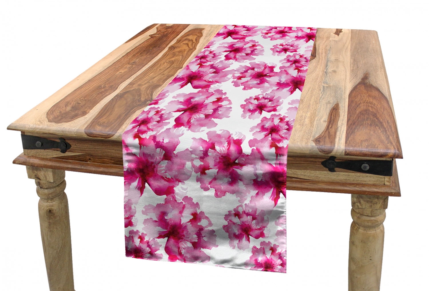 Watercolor Table Runner, Abstract Floral Arrangement Peonies Pattern Botany Themed and Nature ...