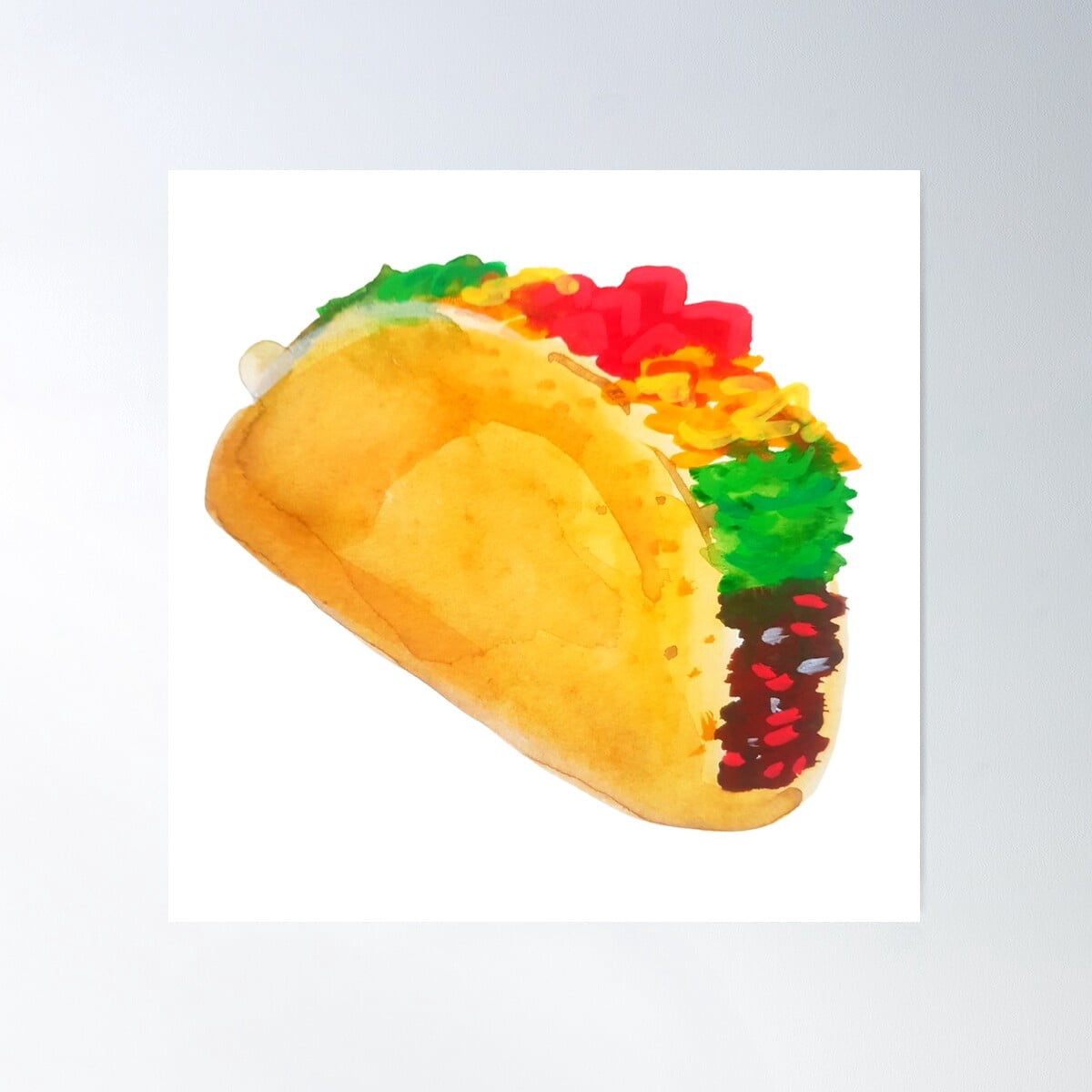Watercolor Taco Poster Wall Art, Modern Wall Decor For Living Room ...