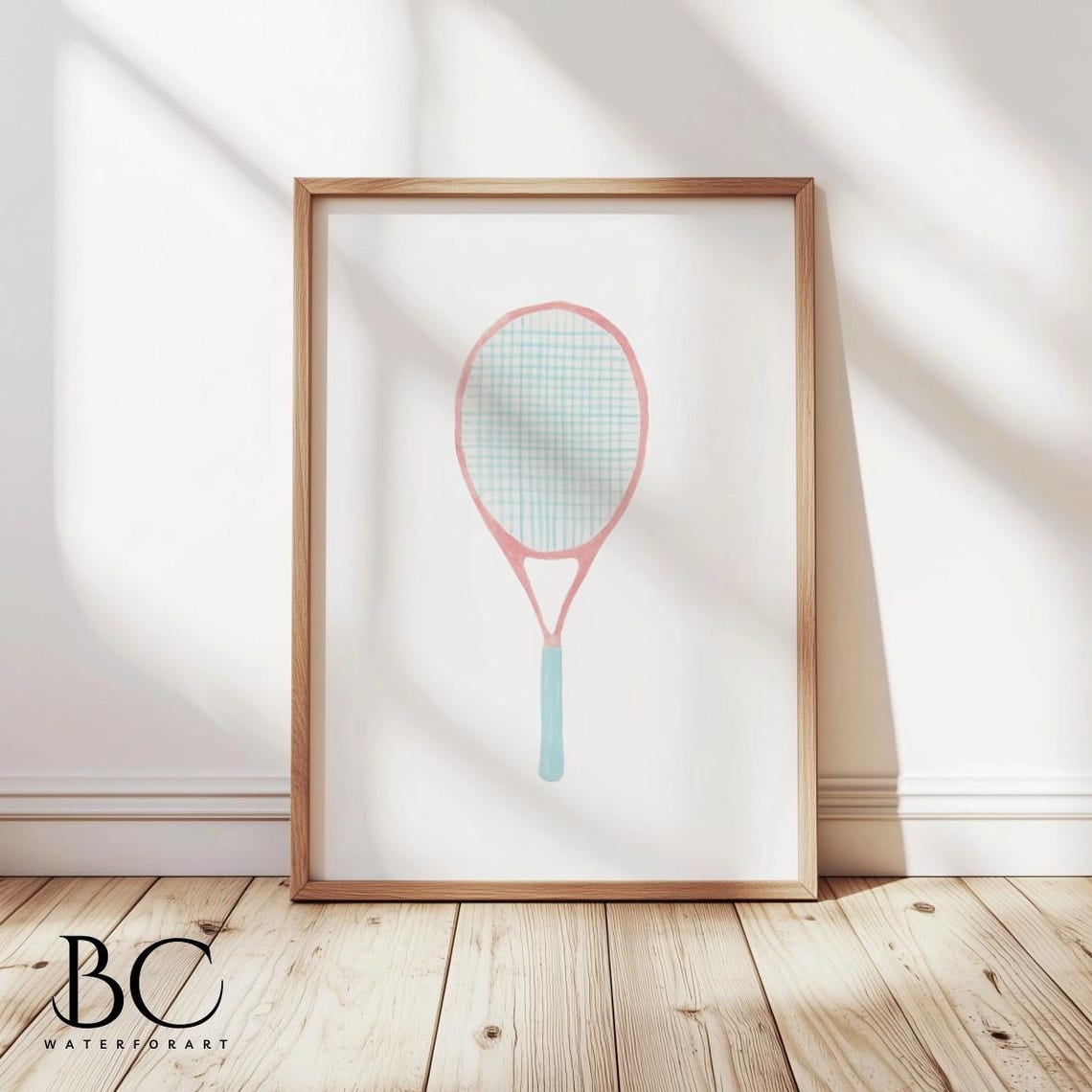 Watercolor Tennis Racket Art Print, Sports Nursery Art, Sports Wall ...