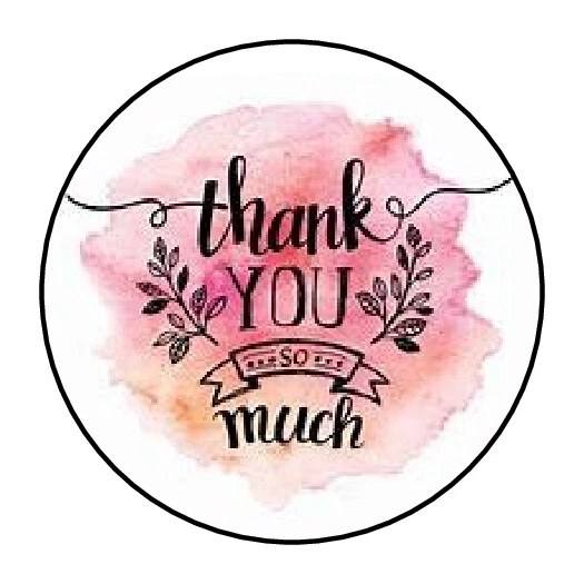 Watercolor Thank You Favor Labels Round Stickers Phone Decal Water ...