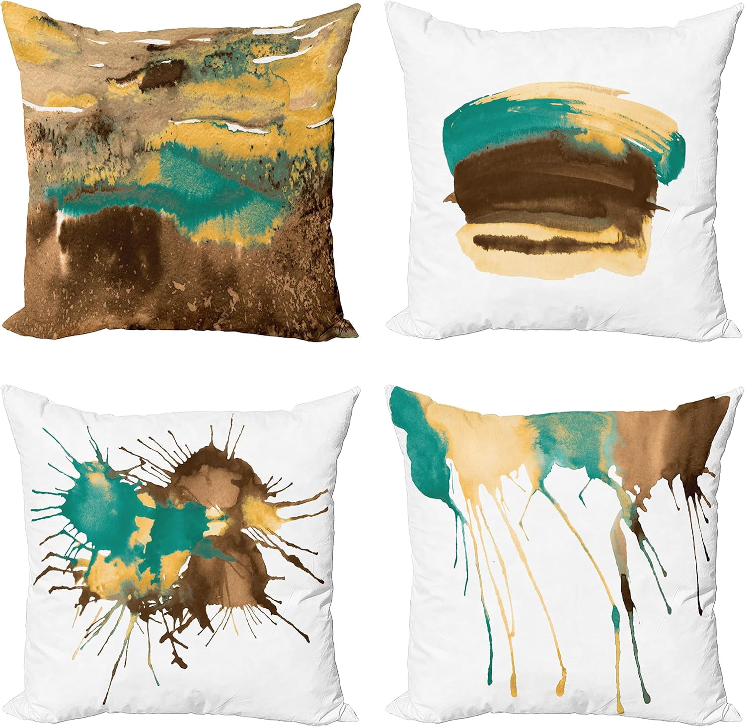 Watercolor Throw Pillow Cushion Case Pack of 4, Splash and Drippling ...