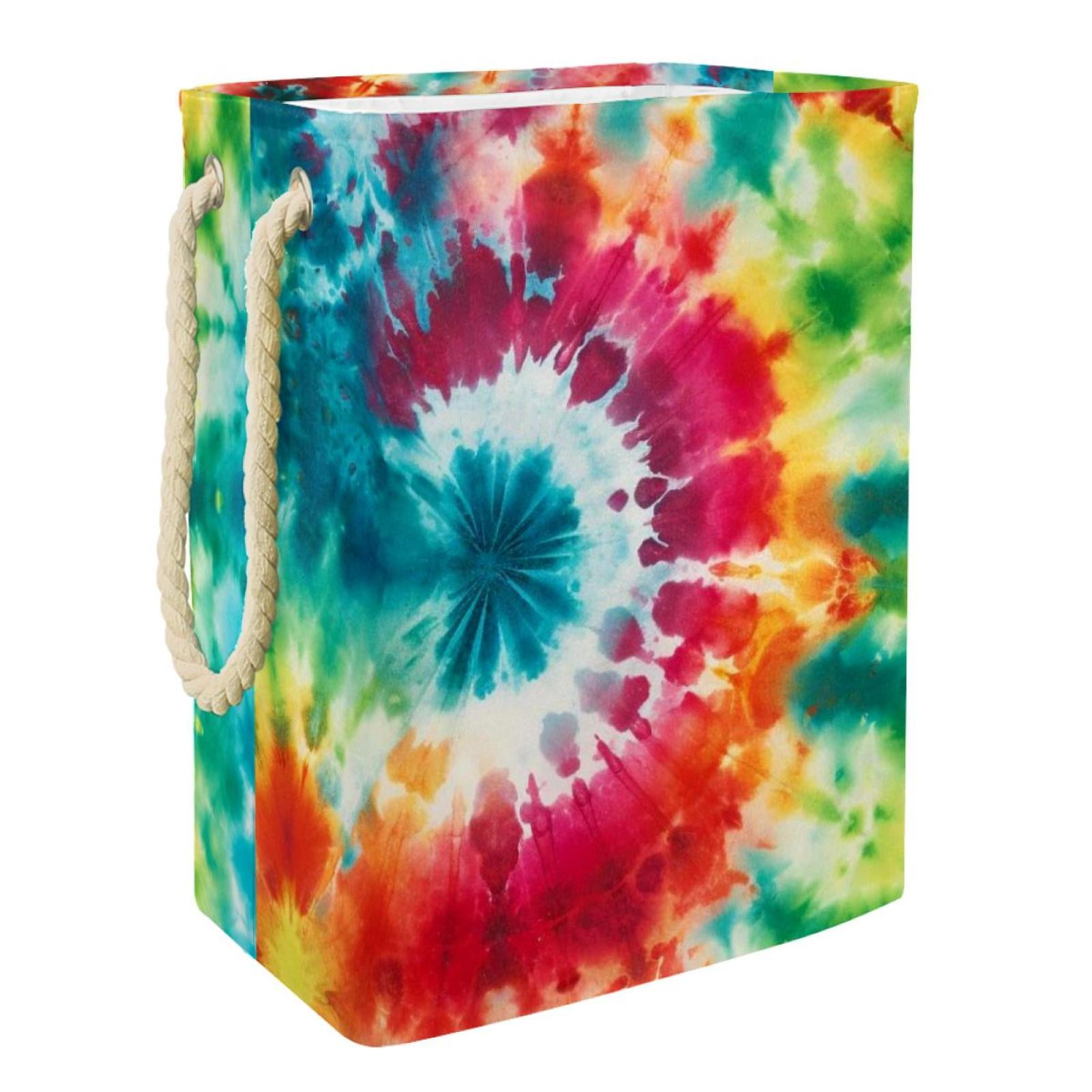 Watercolor Tie Dye Laundry Hamper, Collapsible Laundry Baskets Firm ...