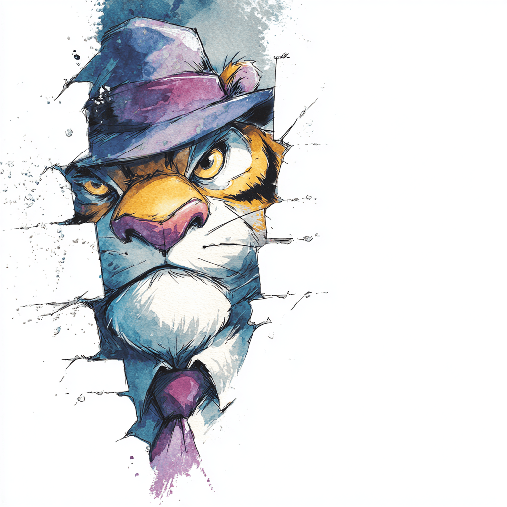 Watercolor Tiger Car Decal, Fierce Tiger Face Sticker with Hat, Urban ...