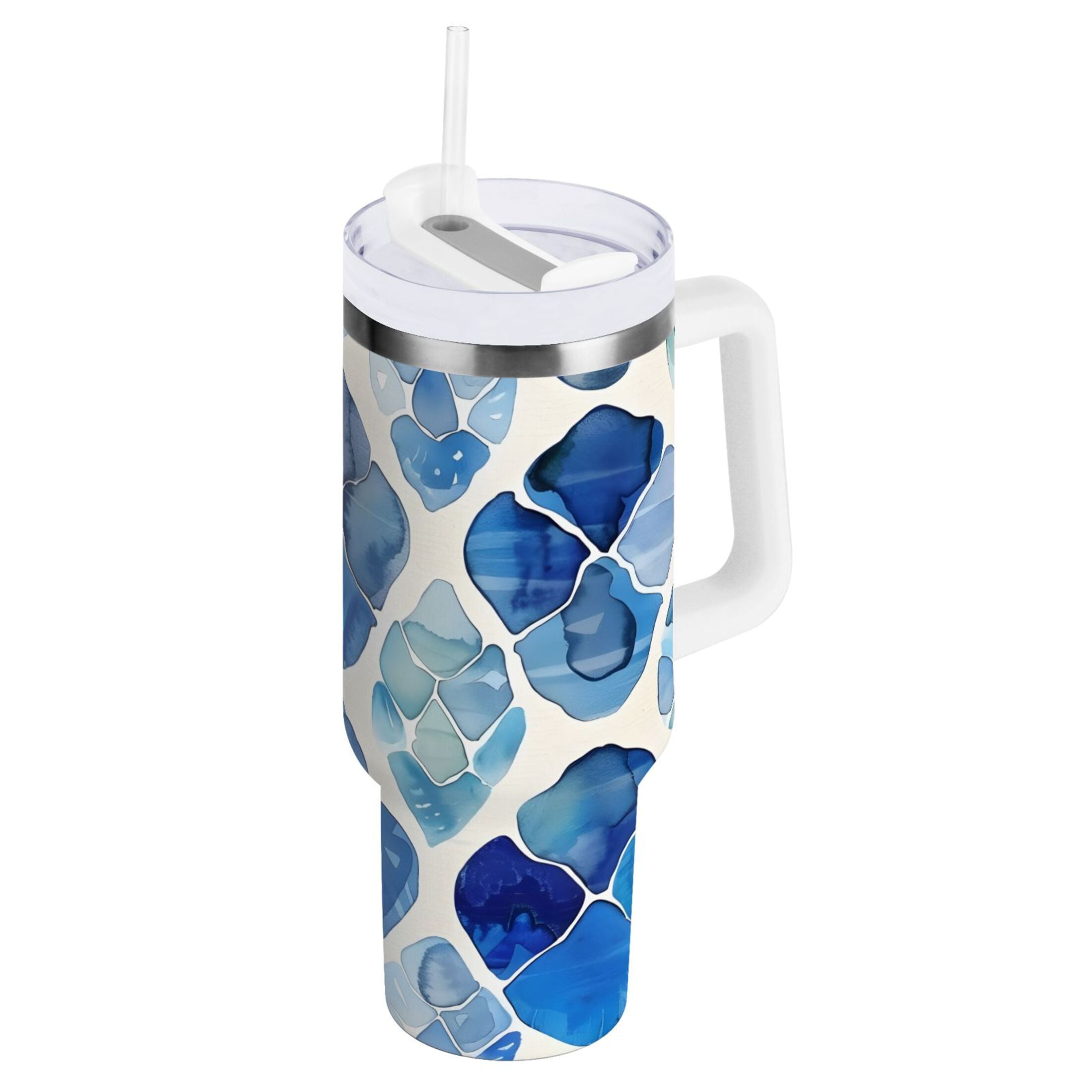 Watercolor Tortoise Shell Tumbler with Handle and Straw Insulated ...