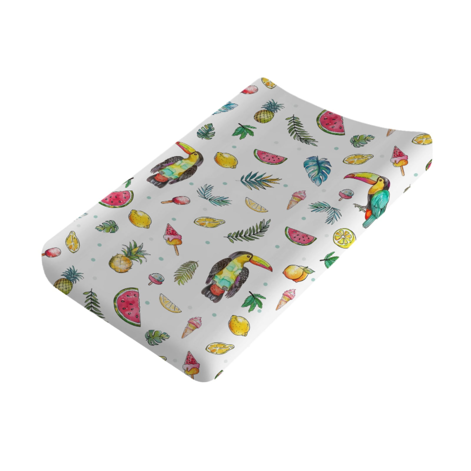 Watercolor Toucan Changing Pad Covers Tropical Birds Leaves Fruits ...