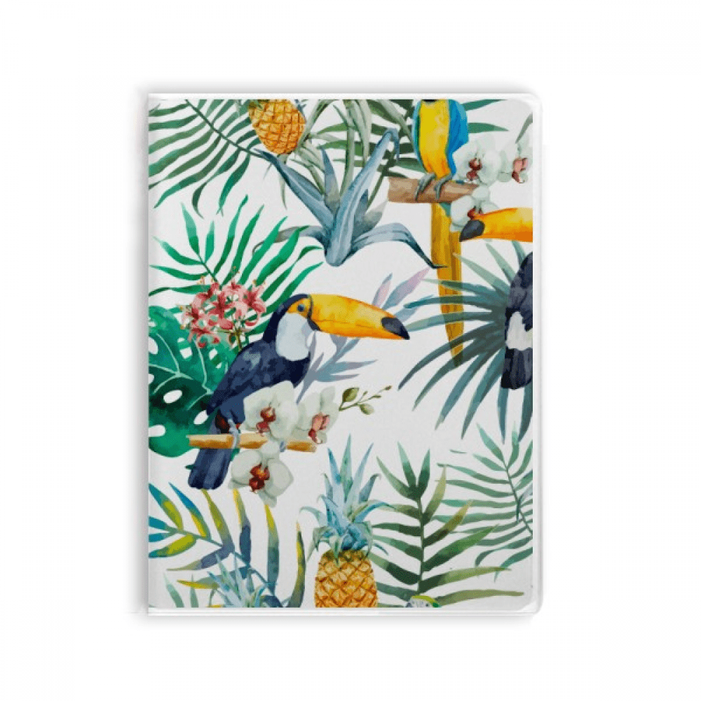 Watercolor Toucan Shrub PineFruit Parrot Notebook Gum Cover Diary Soft ...