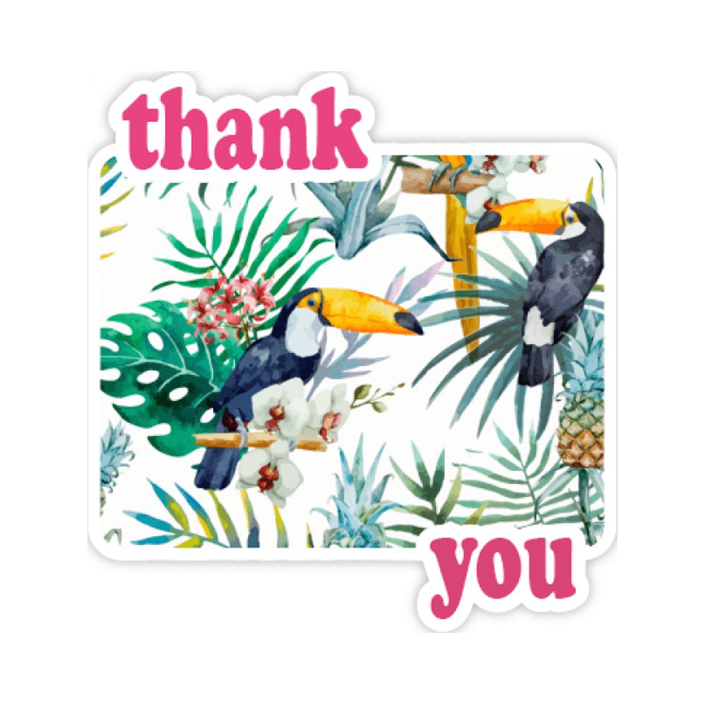 Watercolor Toucan Shrub PineFruit Parrot Thank You Stickers Quote ...