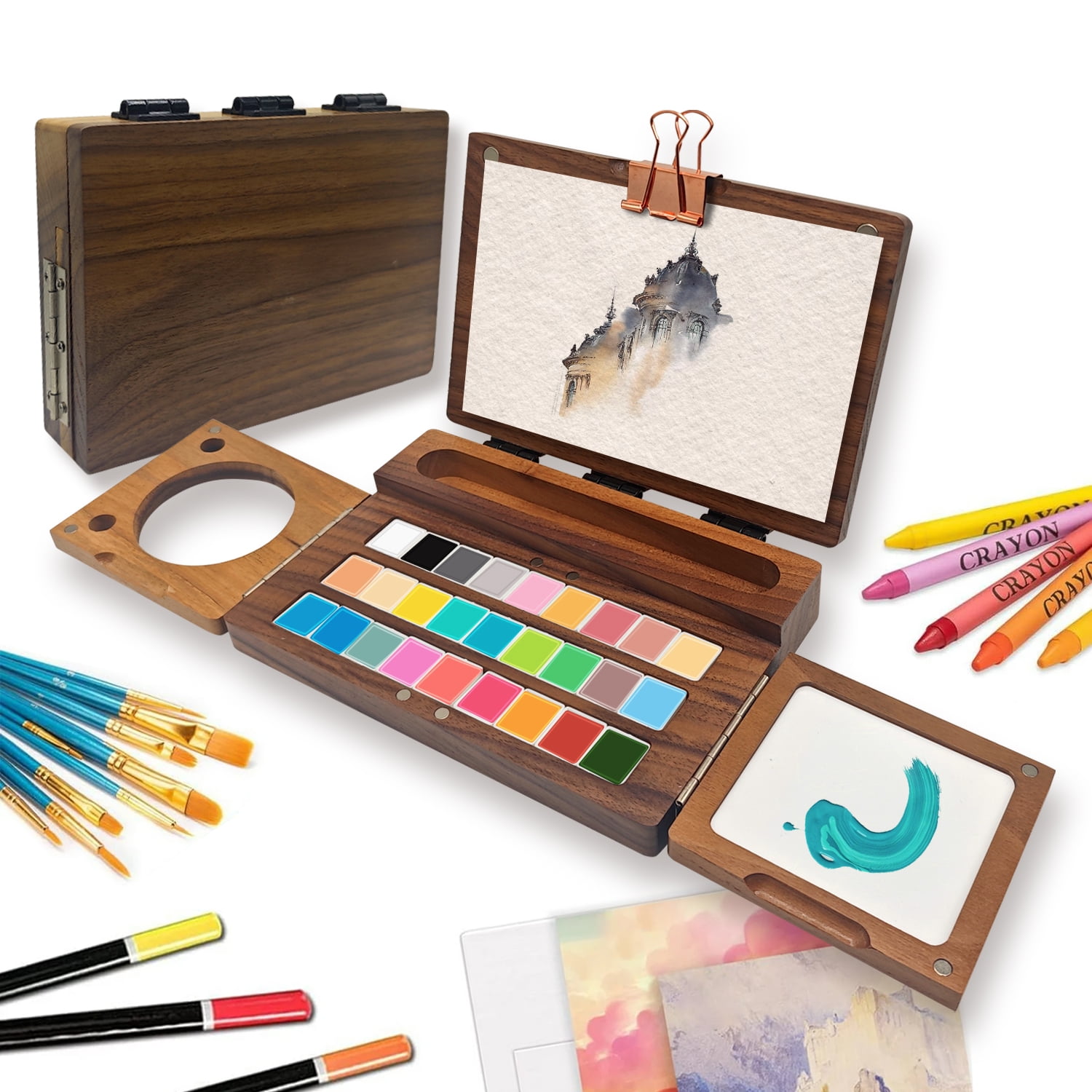 Watercolor Travel Palette 27 Grids Foldable Magnetic Closure Design ...