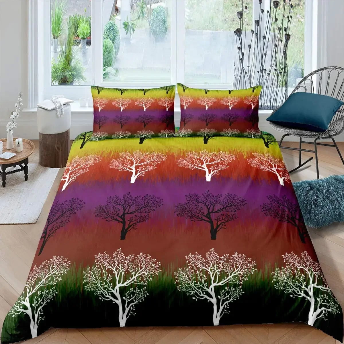 Watercolor Tree Duvet Cover Set Twin Size Tree Of Life Comforter Cover