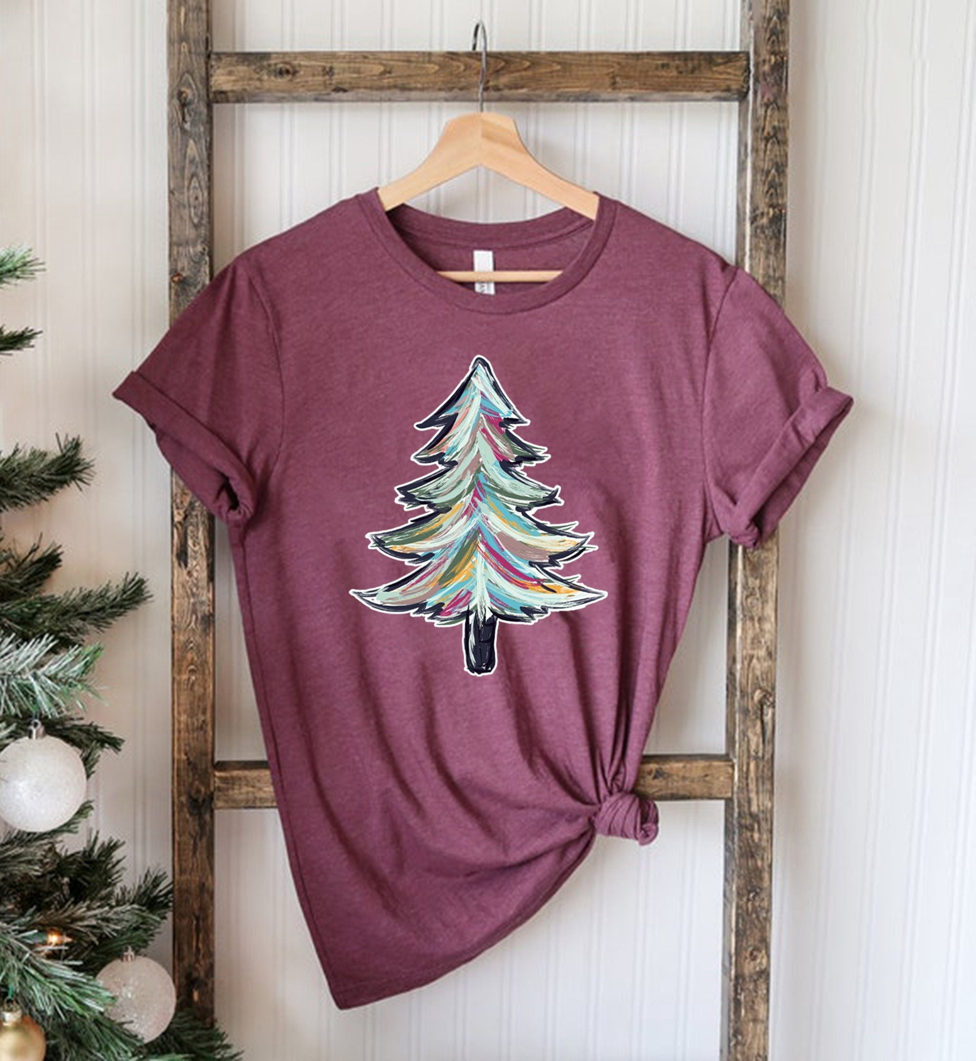 Watercolor Tree T-shirt, Colorful Pine Tree Shirt, Watercolor Pine Tree ...